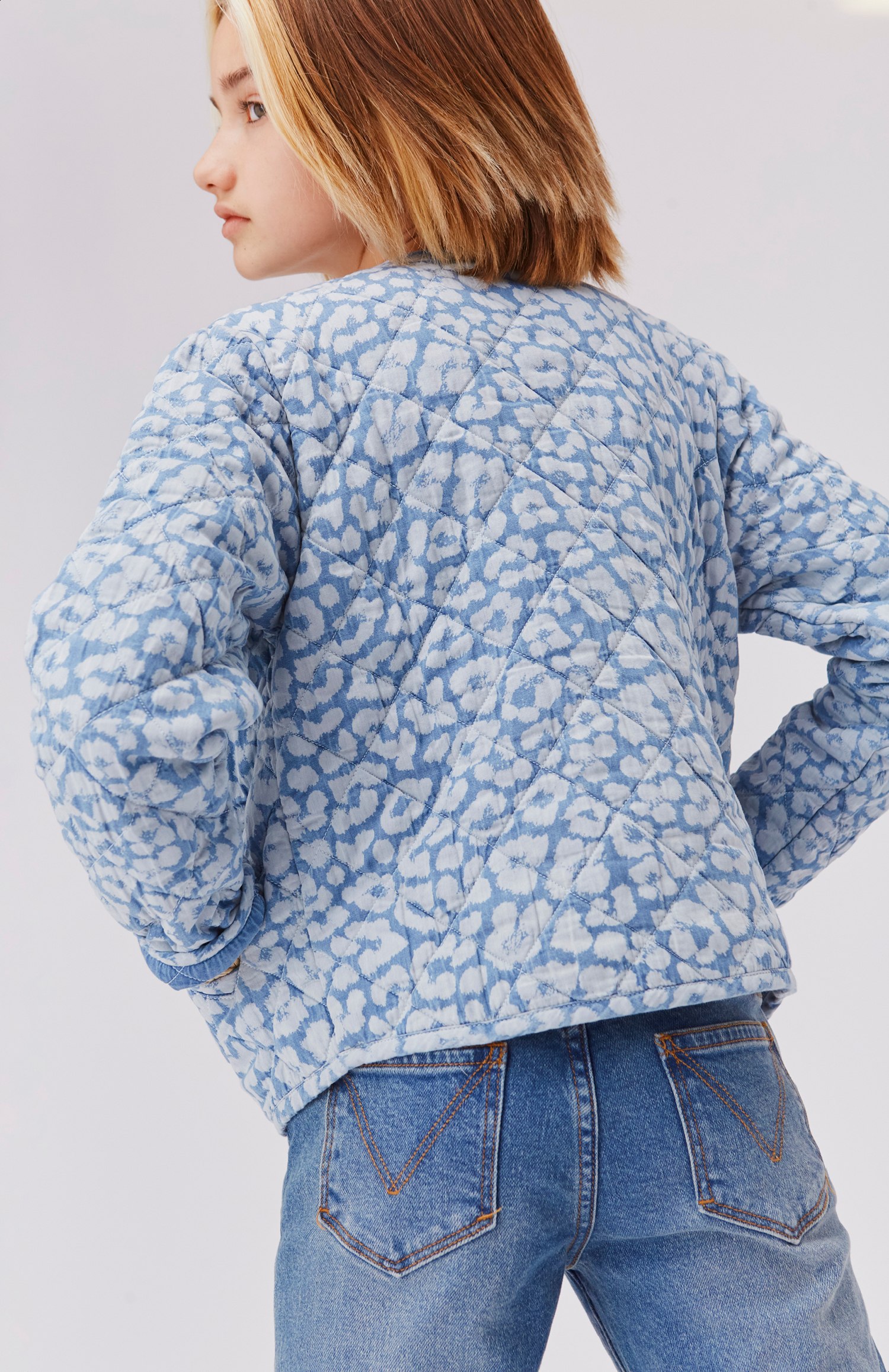 Henny - Bleached Jaguar - Light blue jacket in leopard print - Molo