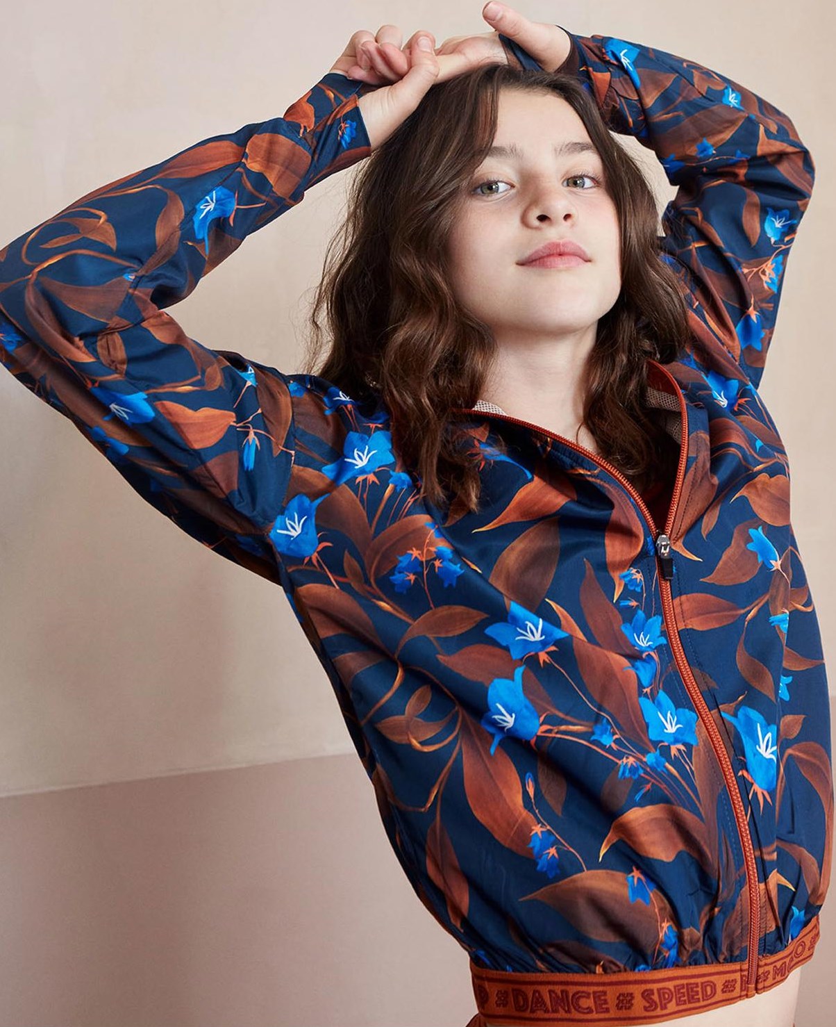 Ophelia - Night Bloom_Big - Sports jacket with brown and blue flowers ...