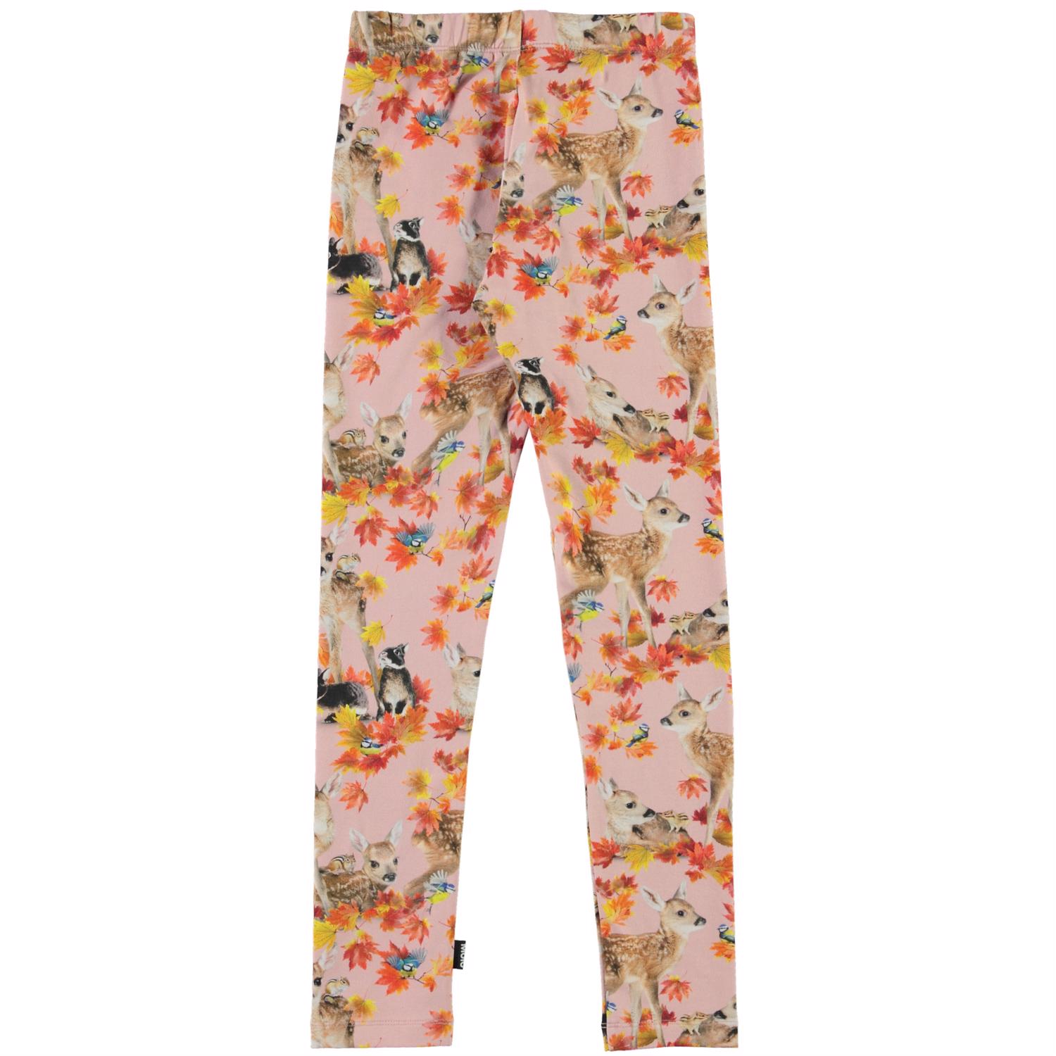 Niki - Autumn Fawns - Pink organic leggings with deer print - Molo