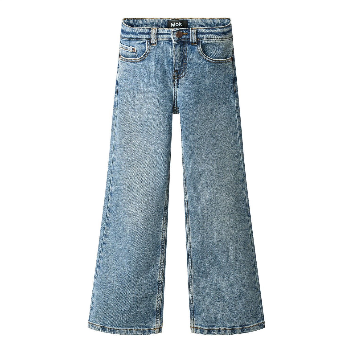 Asta - Worn Denim - Blue wide-leg jeans with stretch in organic cotton ...
