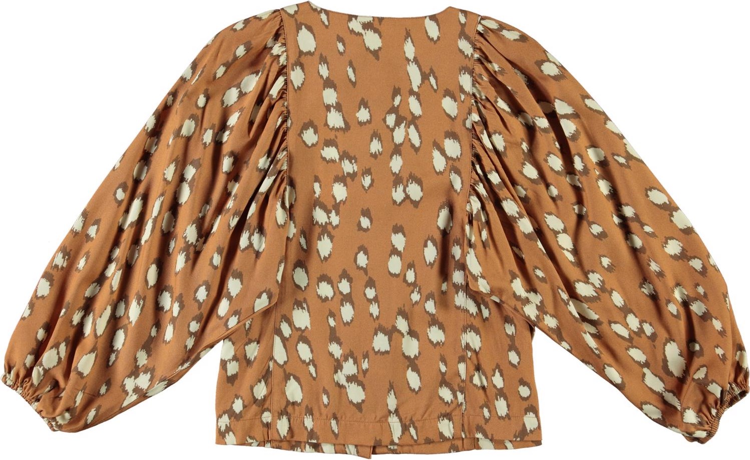 Rida - Graphic Deer - Brown shirt with white spots and puff sleeves - Molo