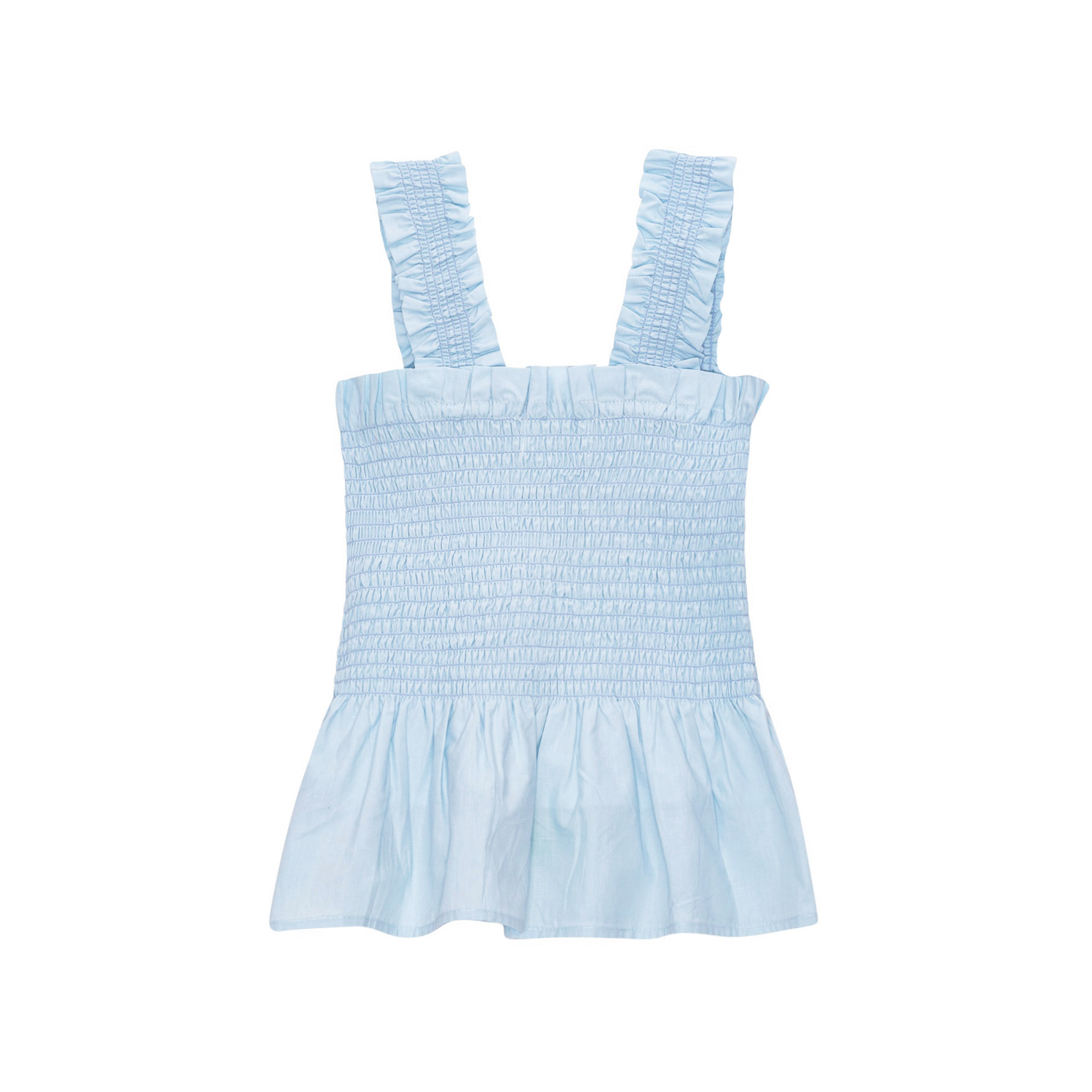 Rosine - Skyride - Pastel blue top in organic cotton with smocking - Molo