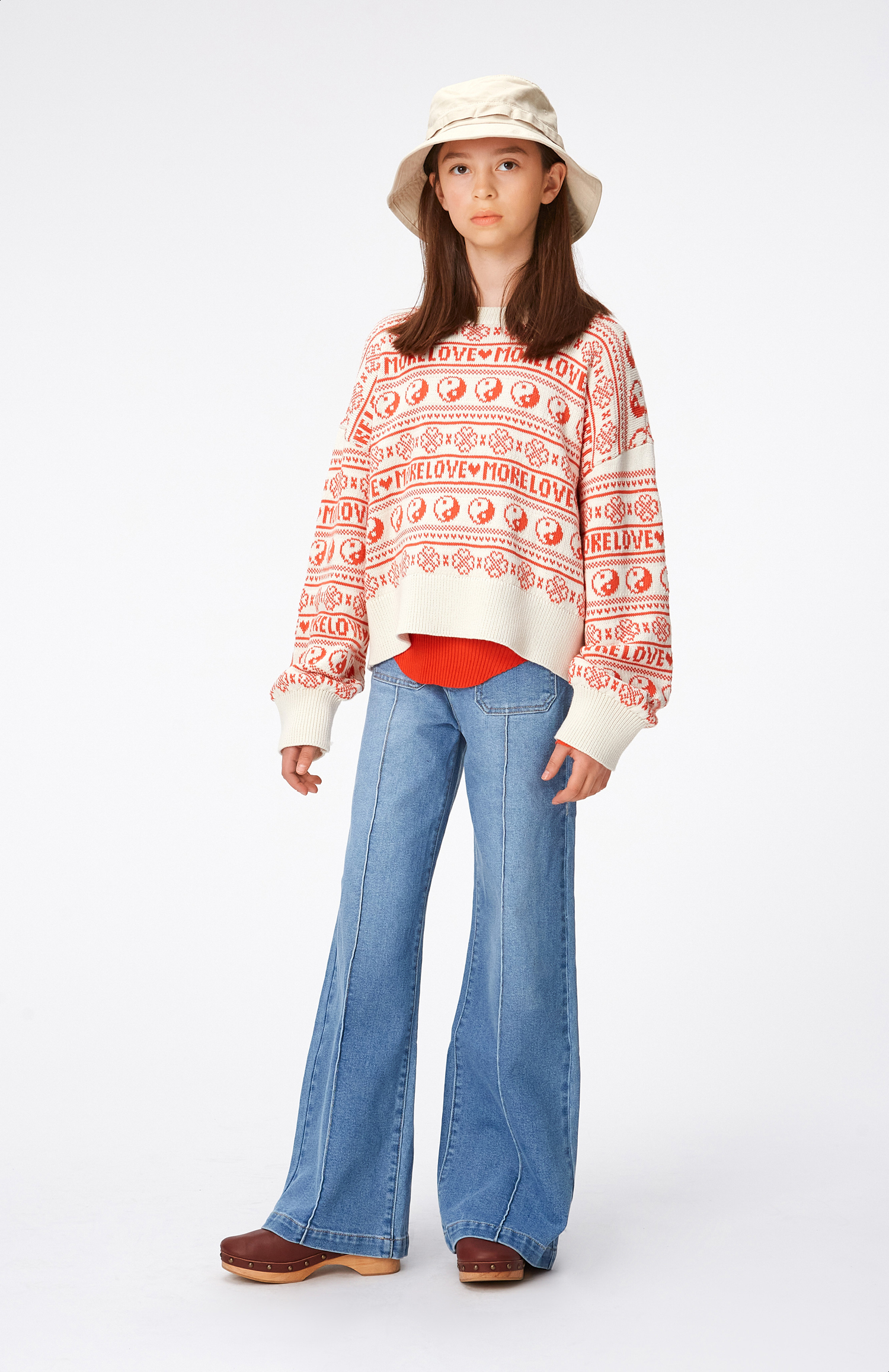 Gerrie - Yin Yang Knit - Off-white, knit jumper with red yin/yang ...