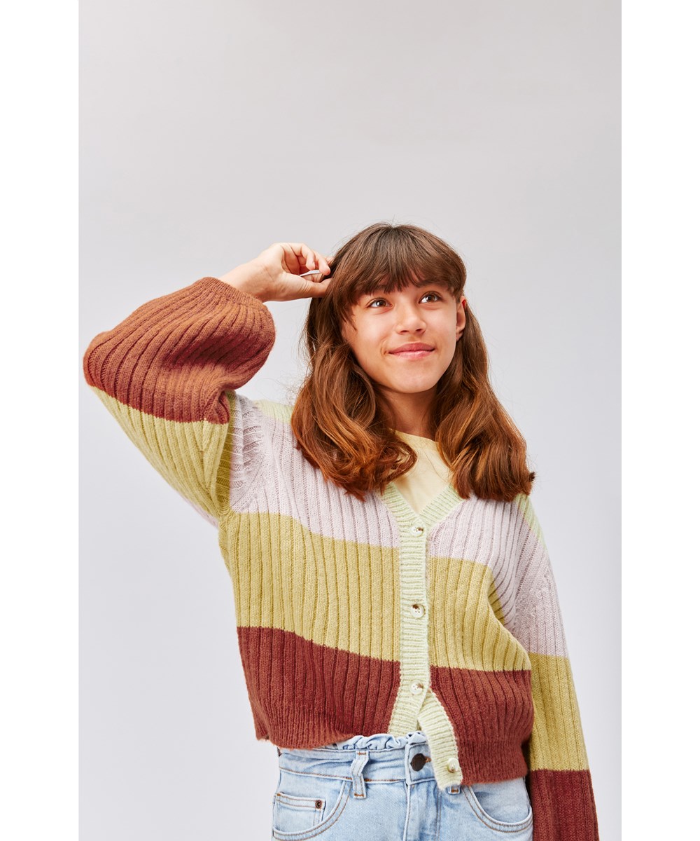 Gia - Earth Stripe - Chunky striped knit cardigan - Molo