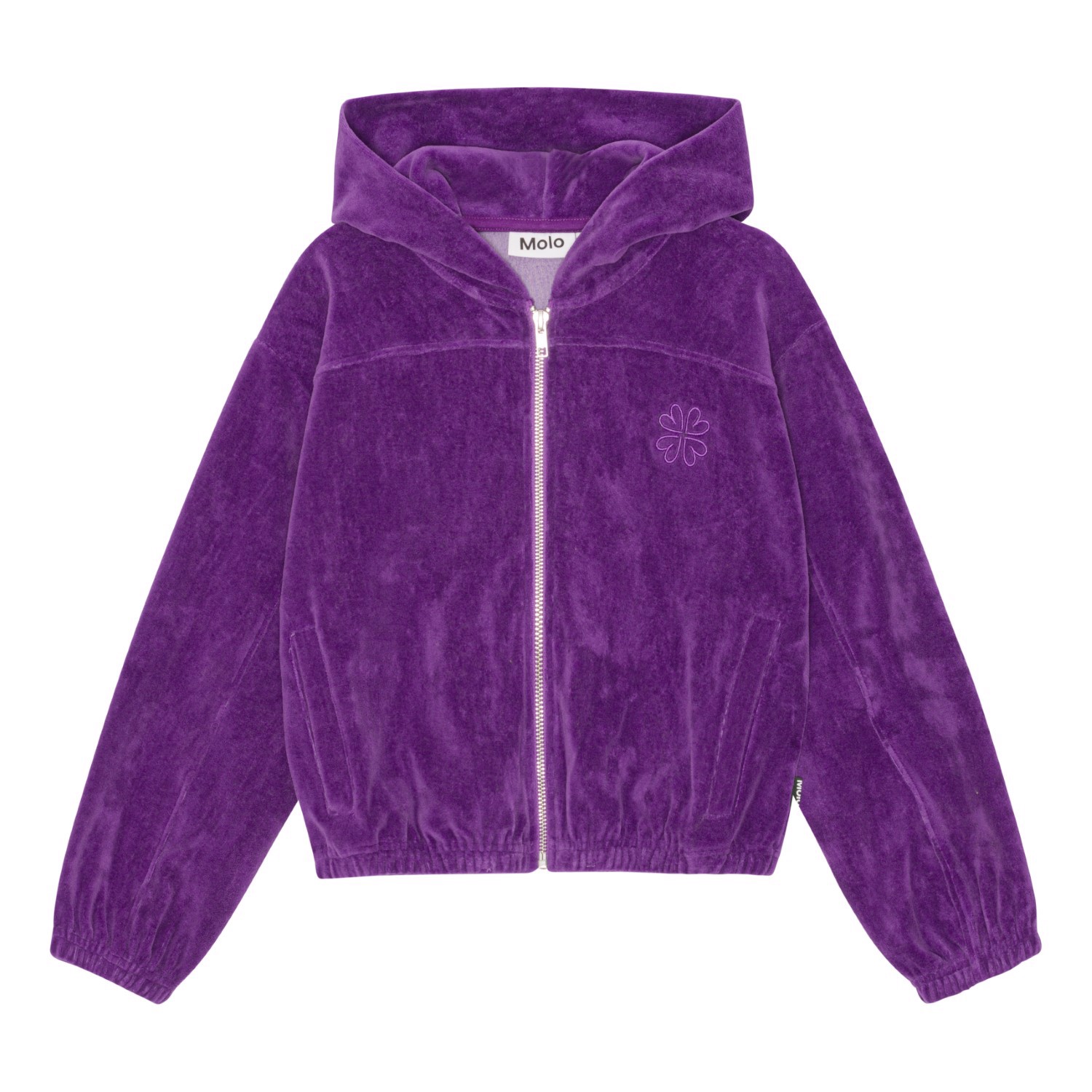 Madeleine - Purple Dusk - Purple velour hoodie with zip closure - Molo