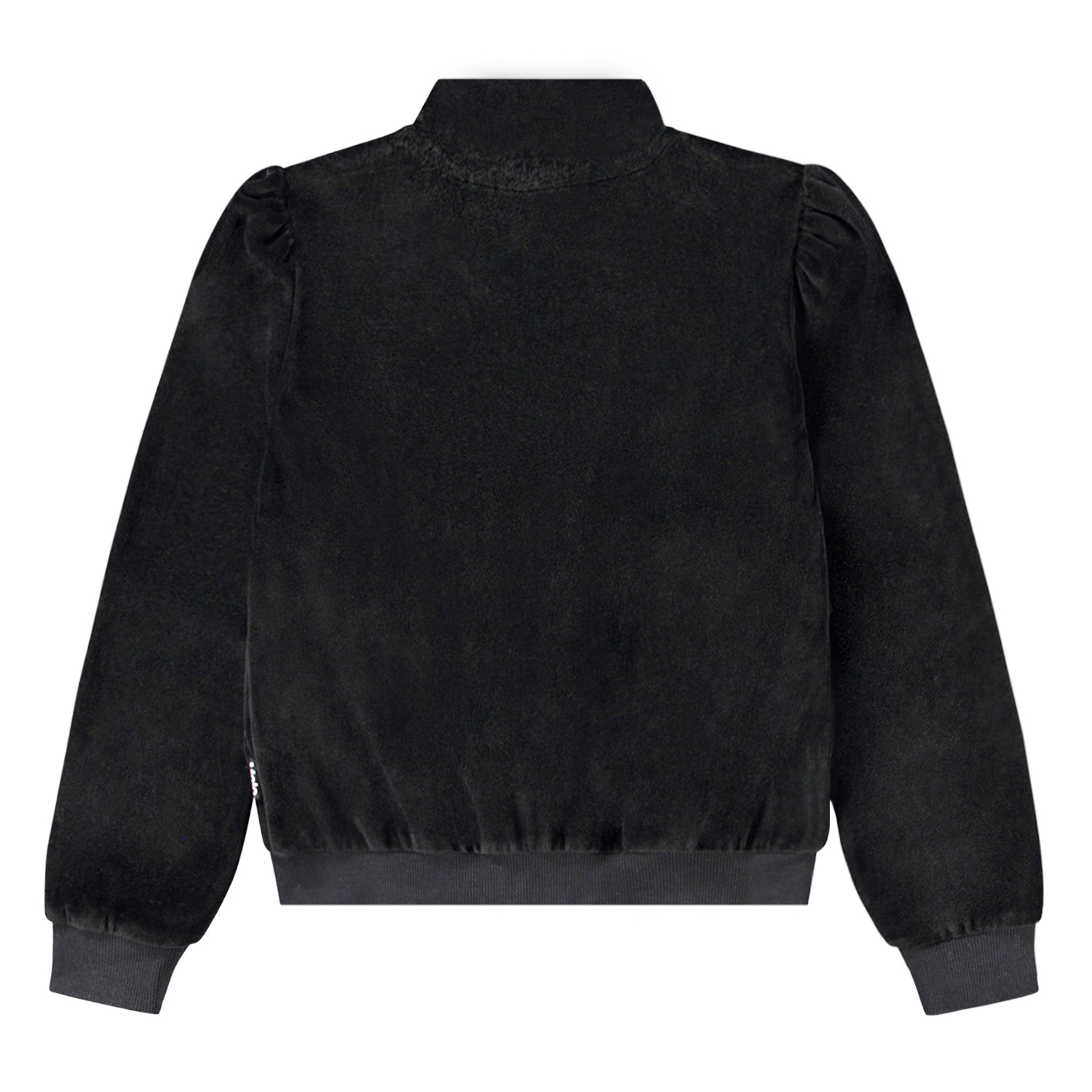Malika - Black - Black velour cardigan with zip, side pockets, and ...