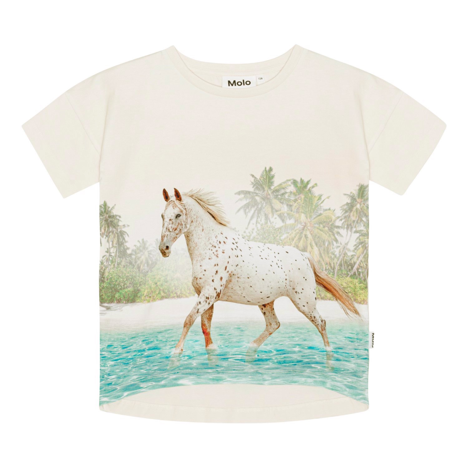 Raeesa - Horse On Beach - White, organic cotton t-shirt with horse ...