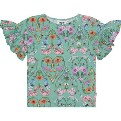 Rayah - With Love - Green organic cotton t-shirt with multi-coloured ...