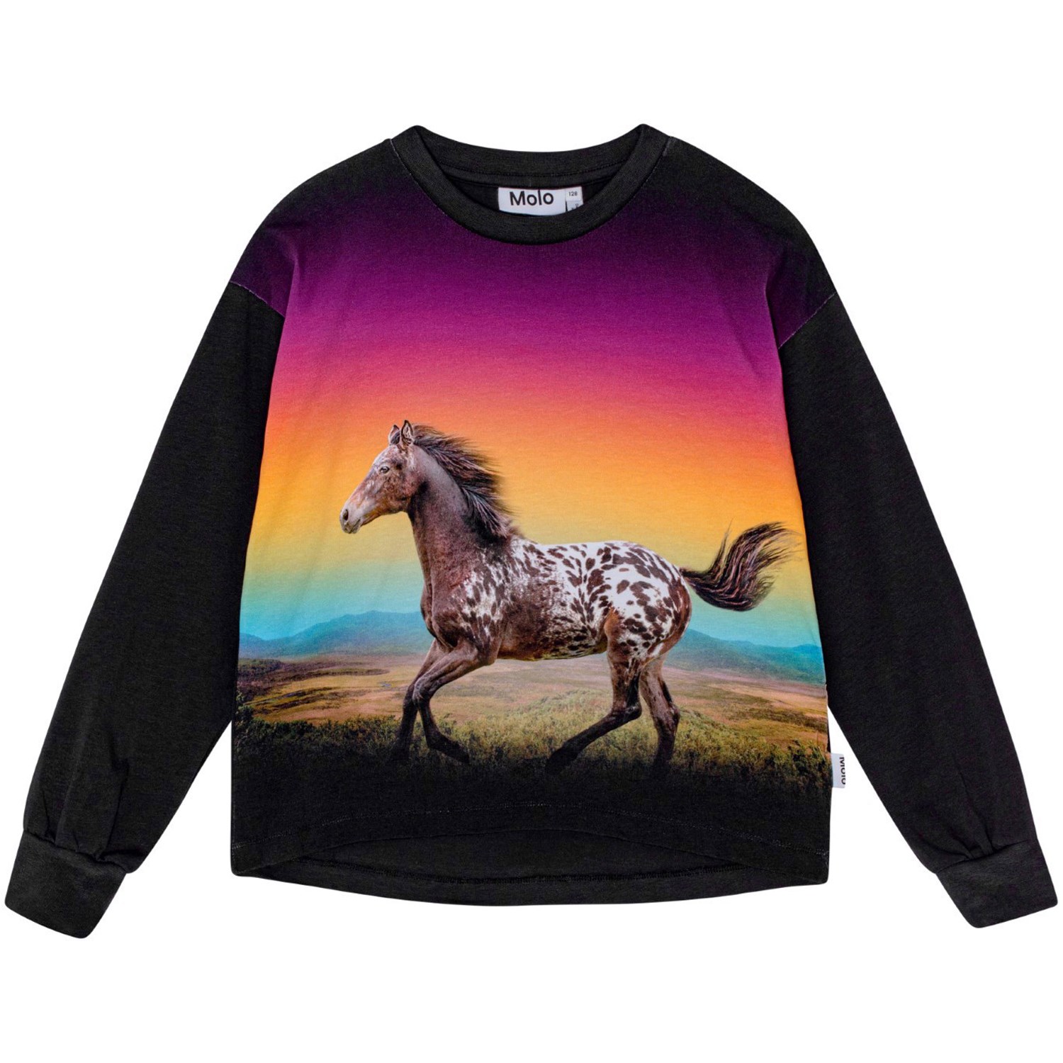 Reniza - Magic Sunset - Black organic cotton top with horse print. - Molo