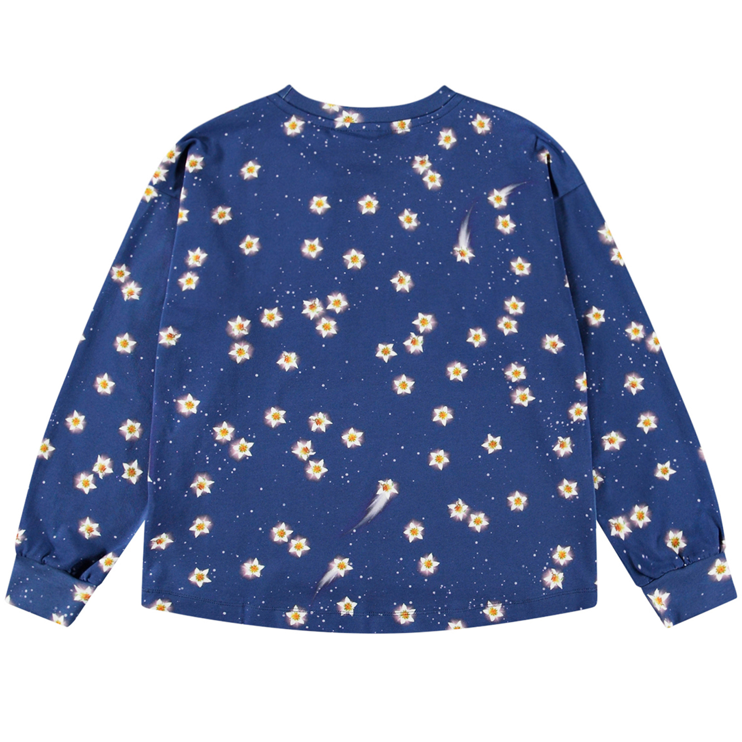 Reniza - Shooting Stars - Blue organic cotton top with loose fit, round ...