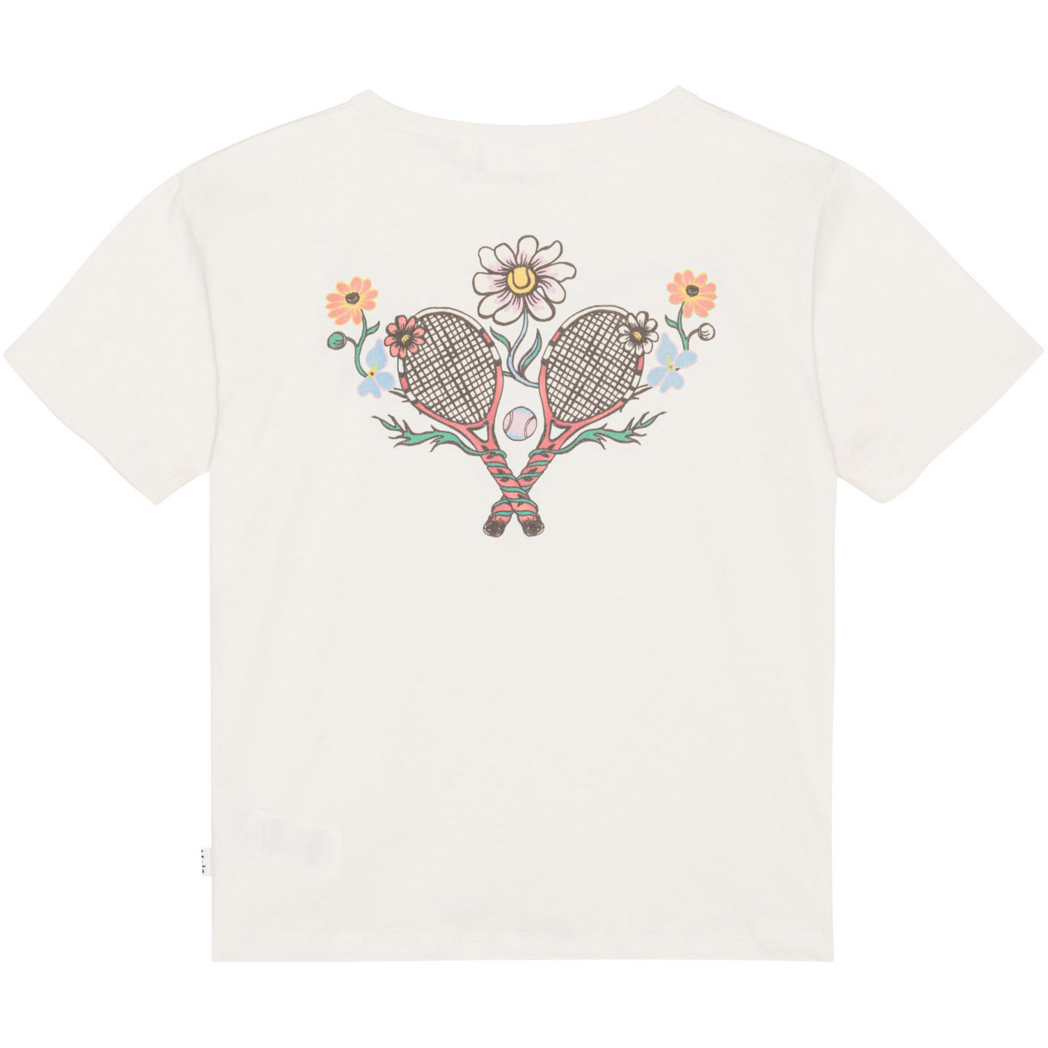 Riley - Floral Tennis - White, organic cotton t-shirt with back print ...