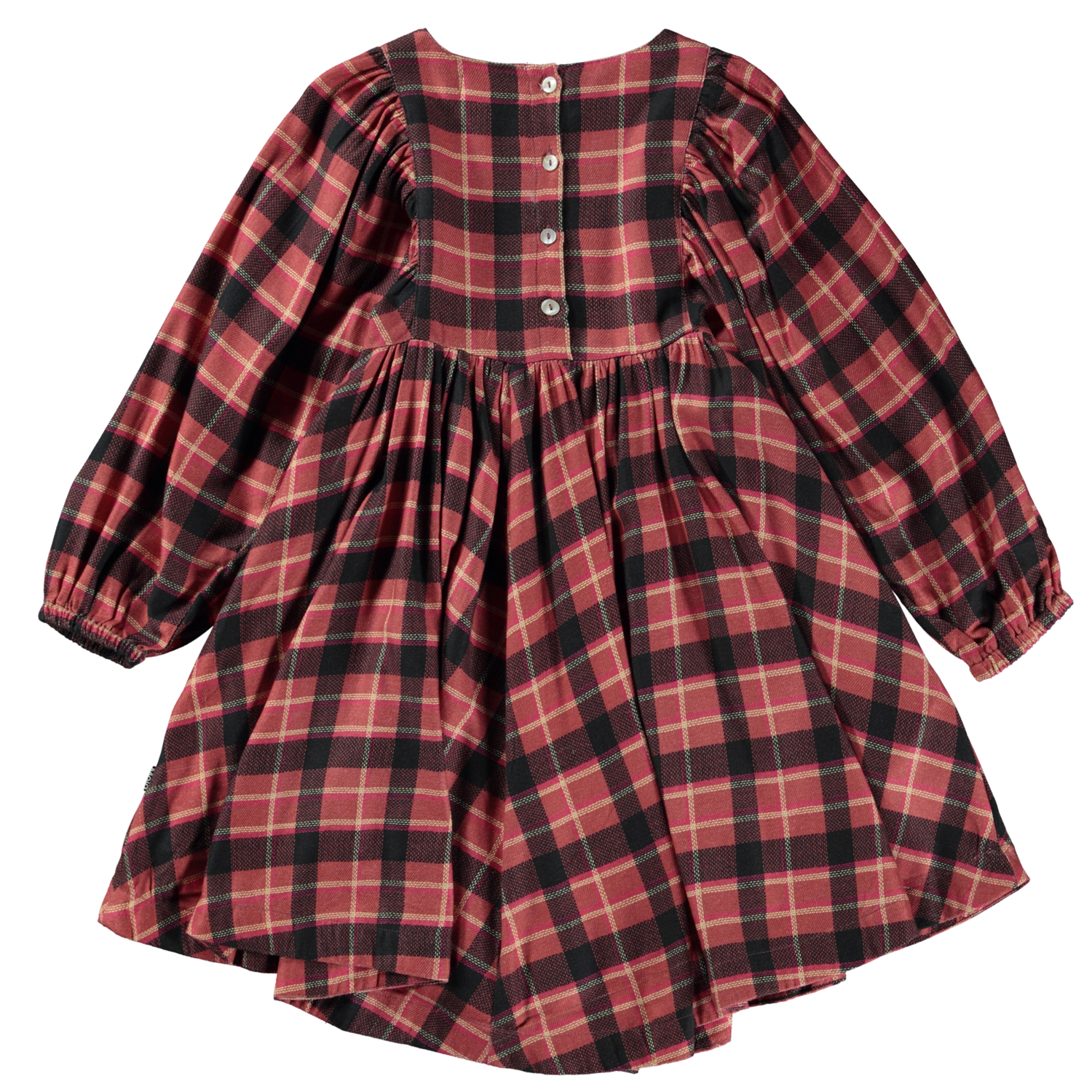 Caly - Rose Check - Rood geruite knielange jurk - Molo