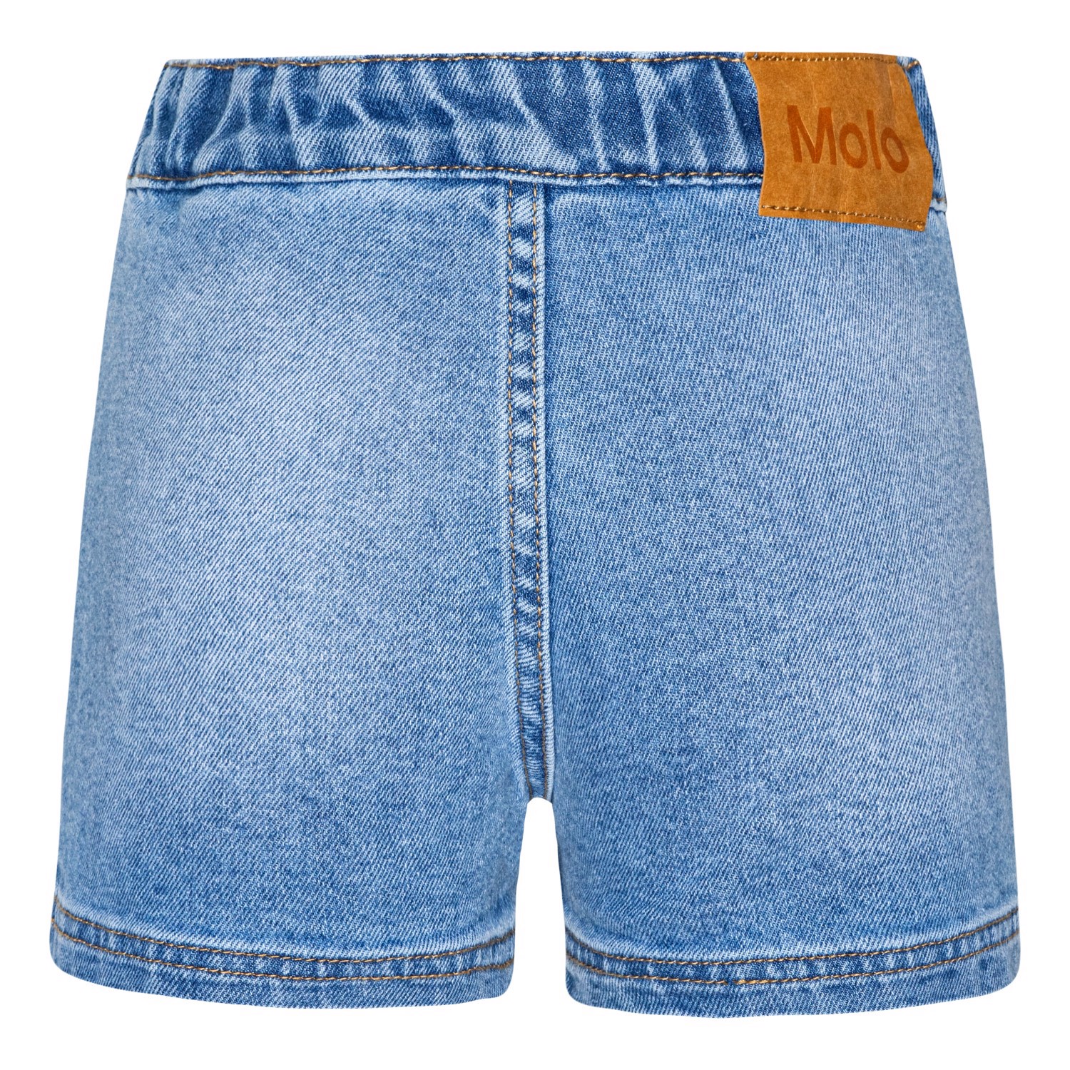 Amanda - Light Blue Denim - Blauwe korte spijkerbroek met opgestikte ...