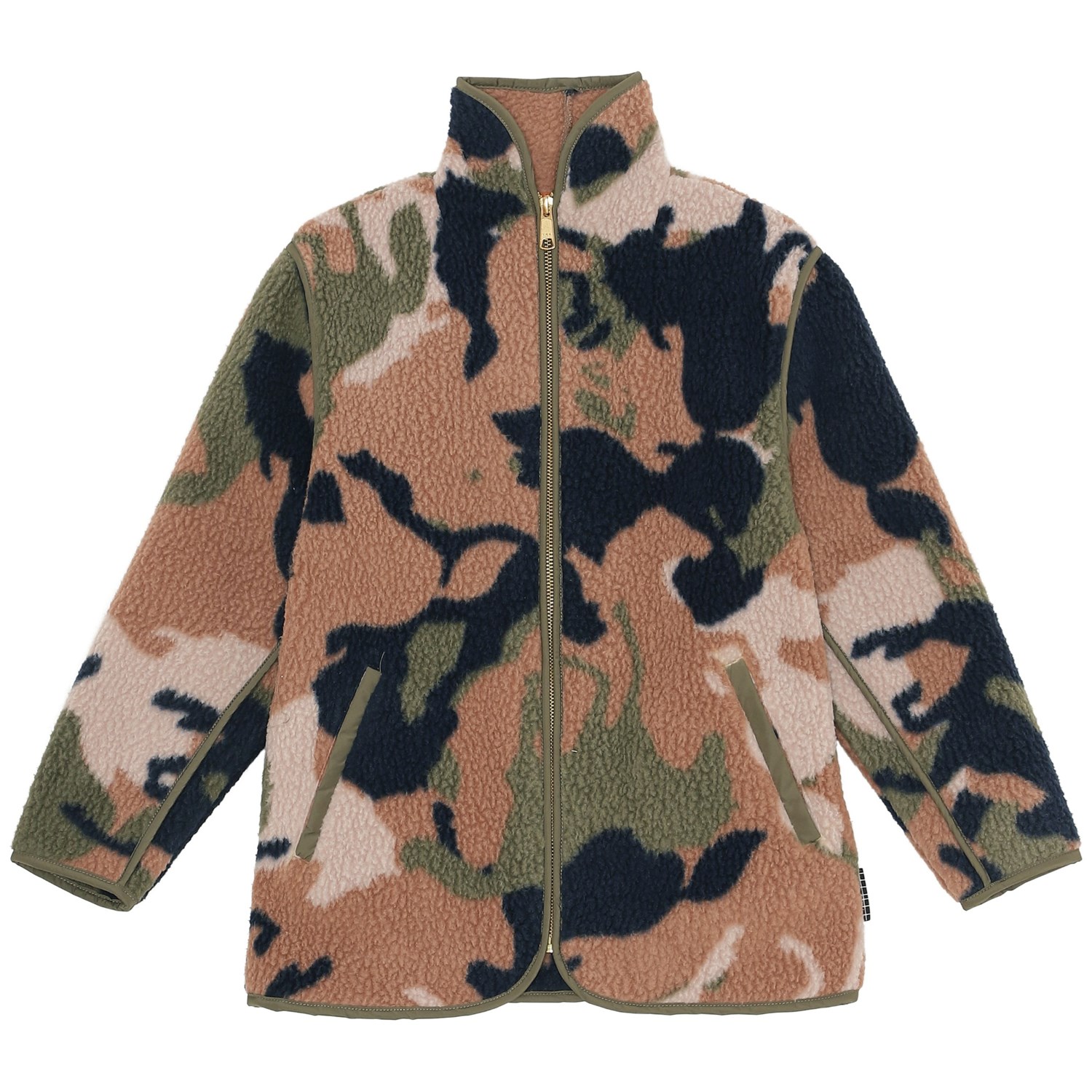 Halina - Big Camo Horse - Recycled rose fleece jacket with camouflage ...