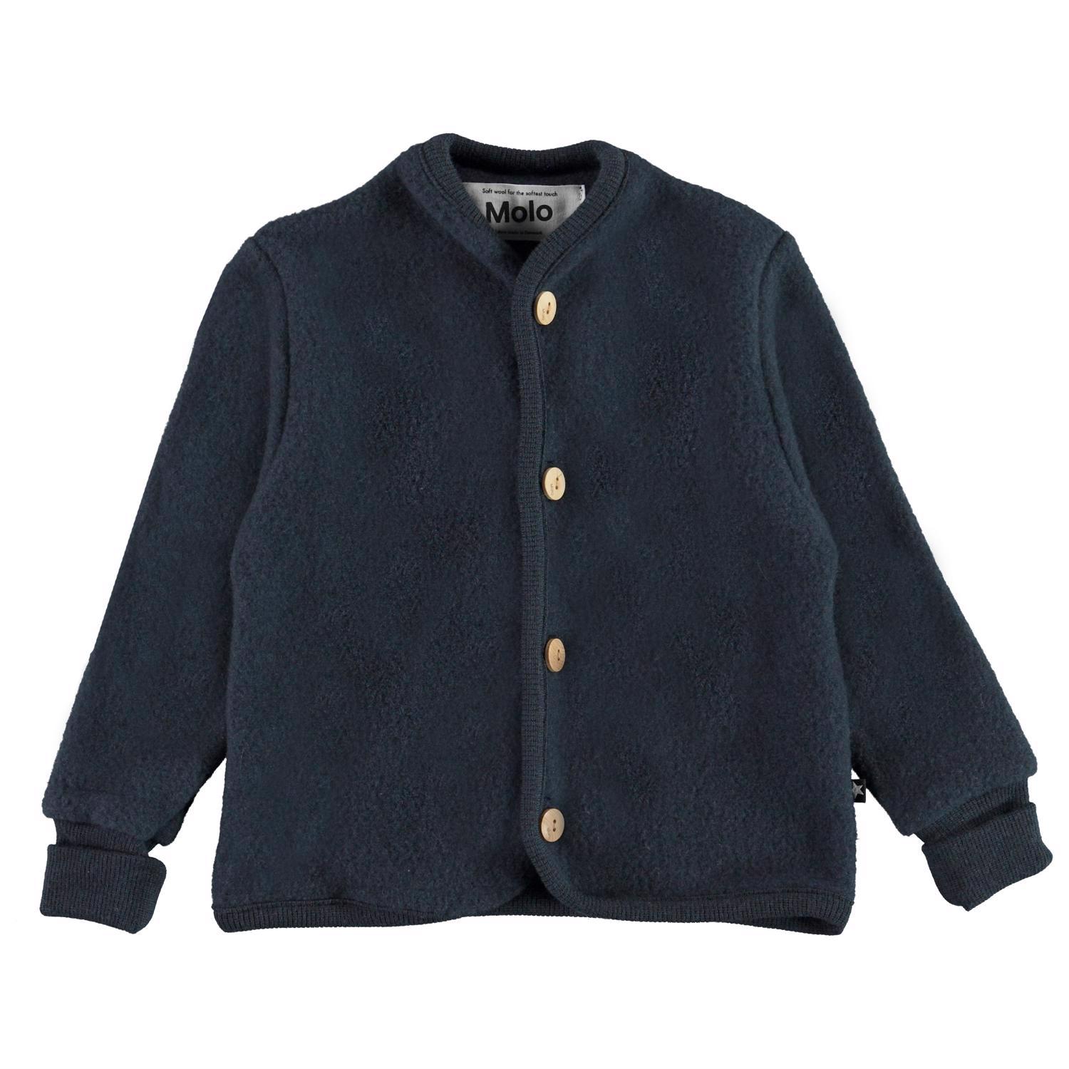 Umber - Dark Navy - Blue baby jacket in wool - Molo