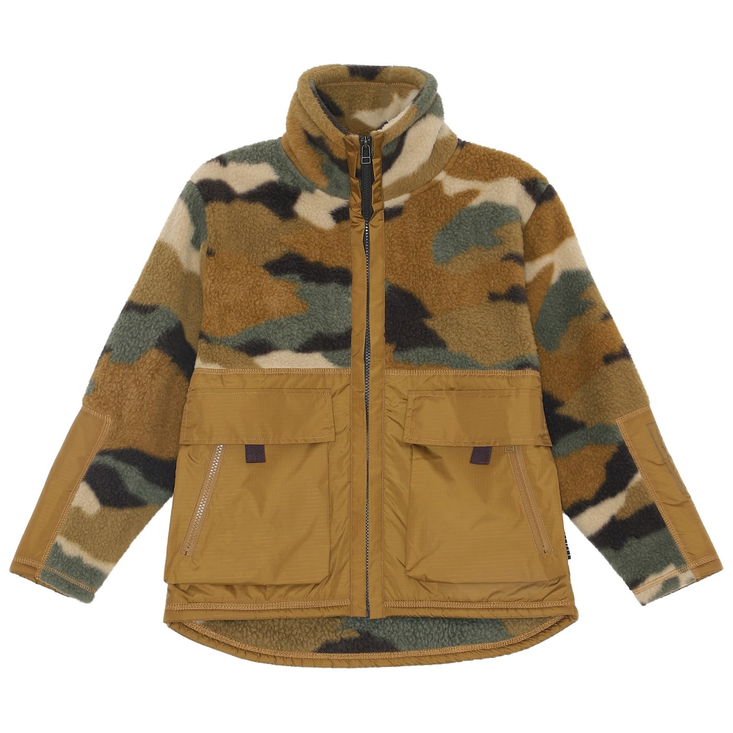 Utha - Autumn Camo 5 - Recycled brown camouflage fleece jacket - Molo