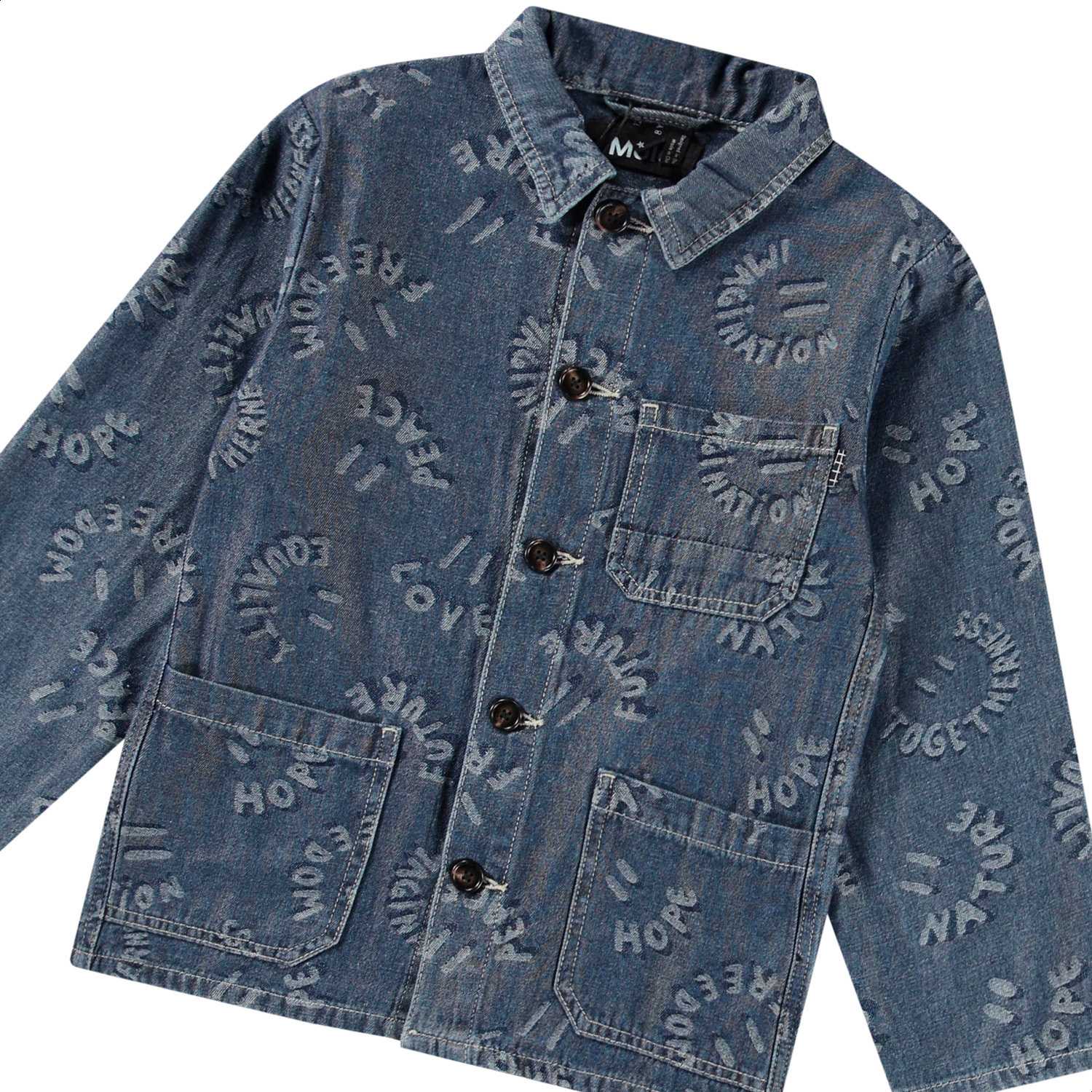 Halley - Word Smiles - Blue denim jacket for children in soft cotton ...