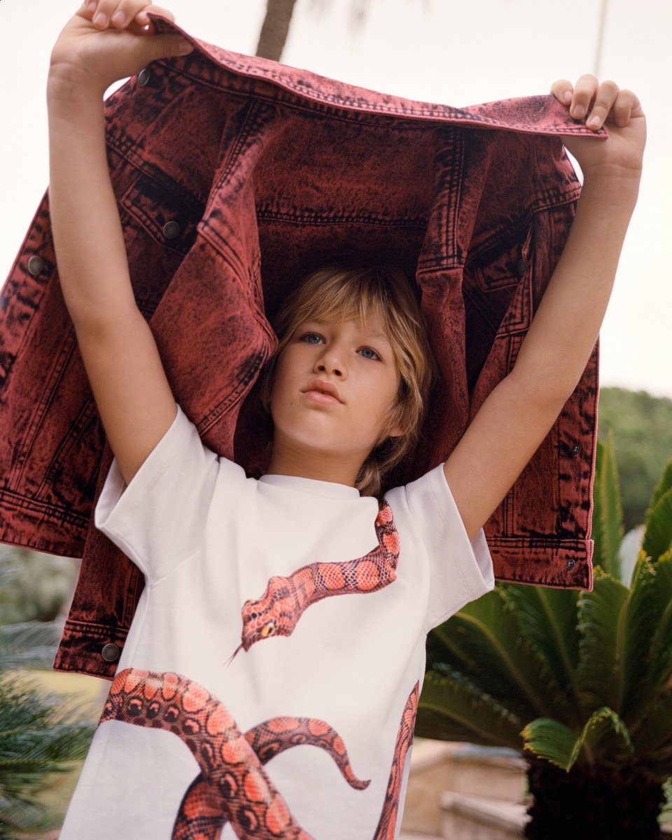 Honore - Fiesta Dye - Red denim jacket for children in washed cotton ...