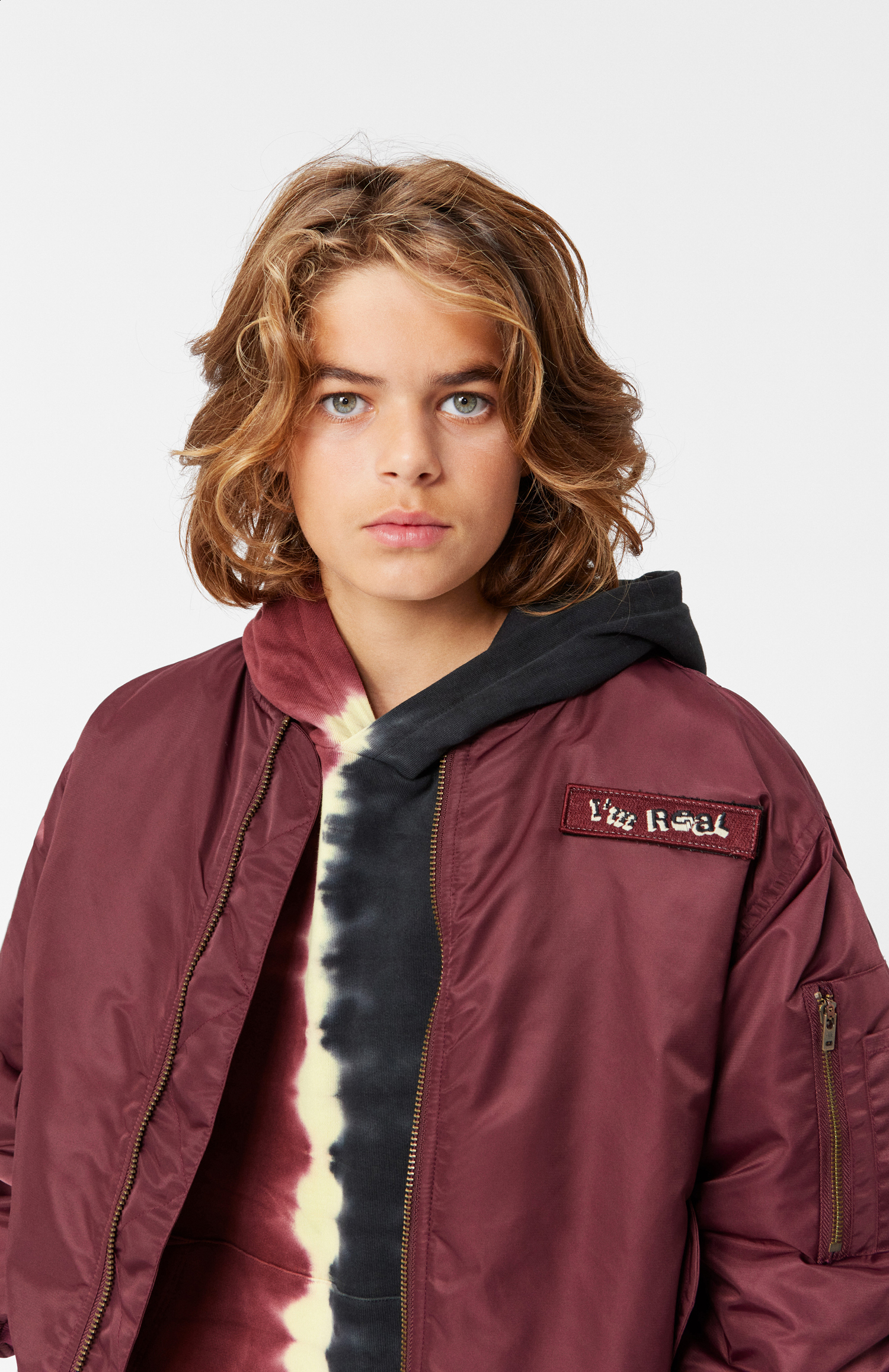 Howie - Dragon Blood - Burgundy bomber jacket with a zipper. - Molo