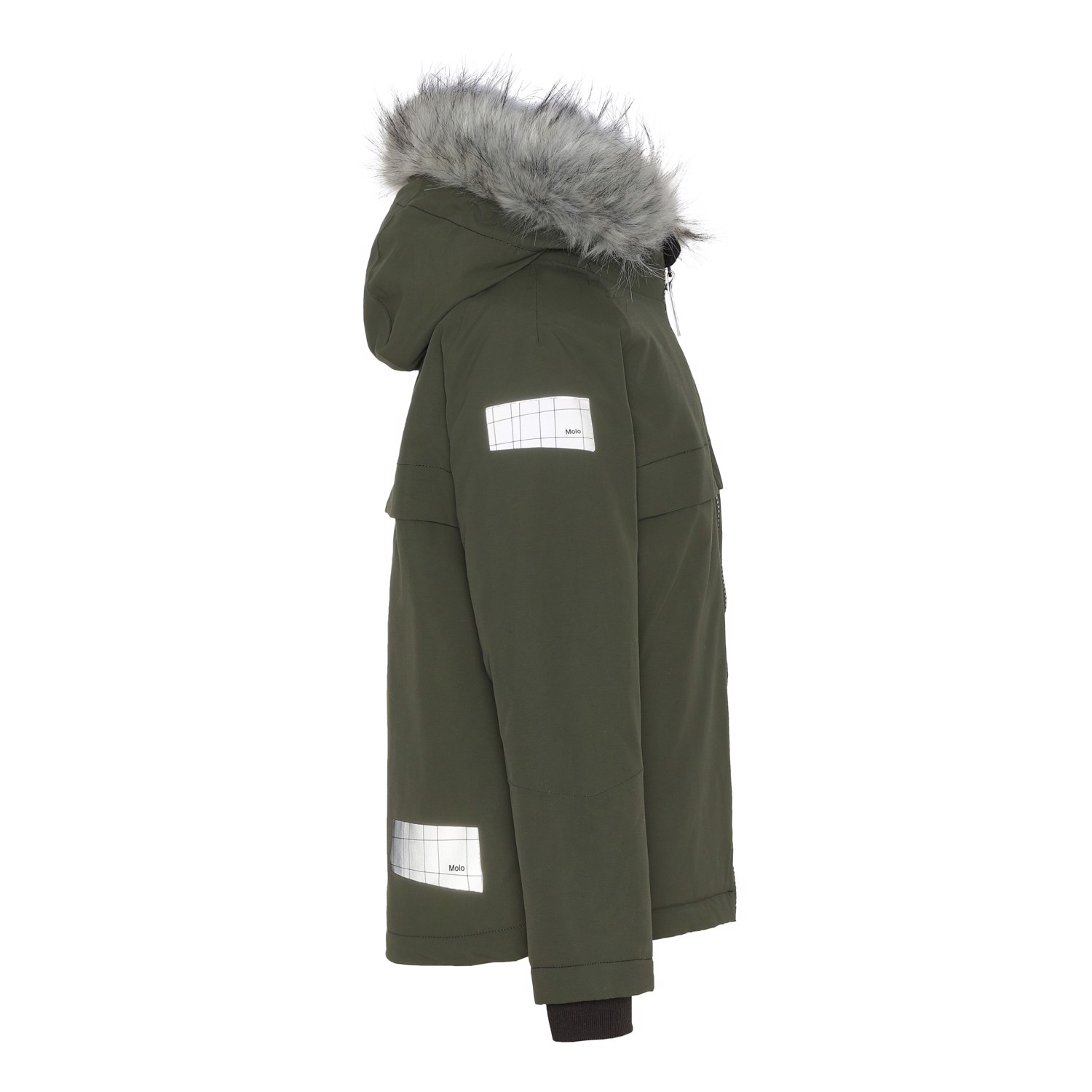 Castor Fur - Forest - Recycled winter jacket in green with fur trim - Molo