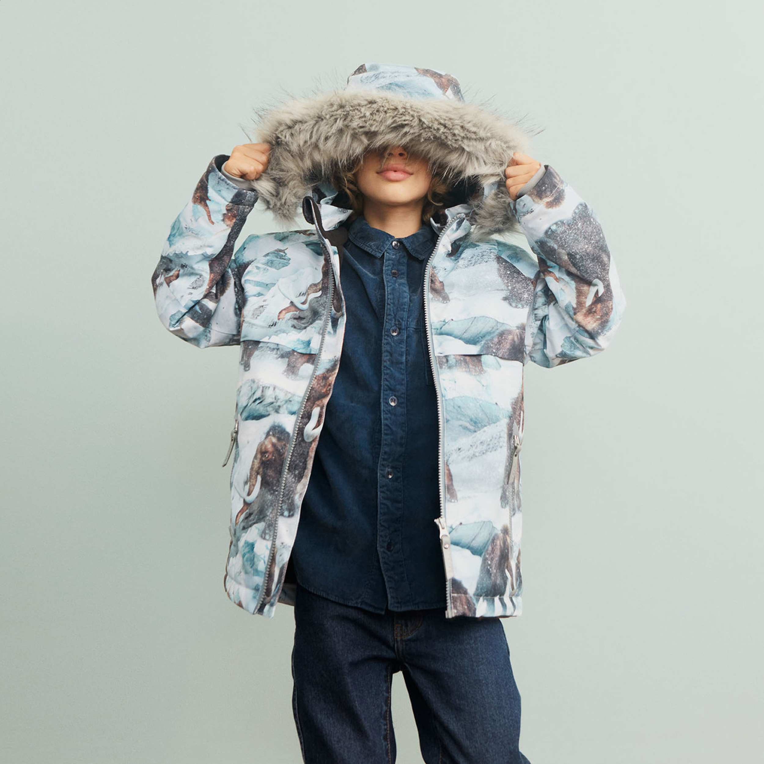 Castor Fur - Mammoth - Recycled winter jacket in light blue with ...