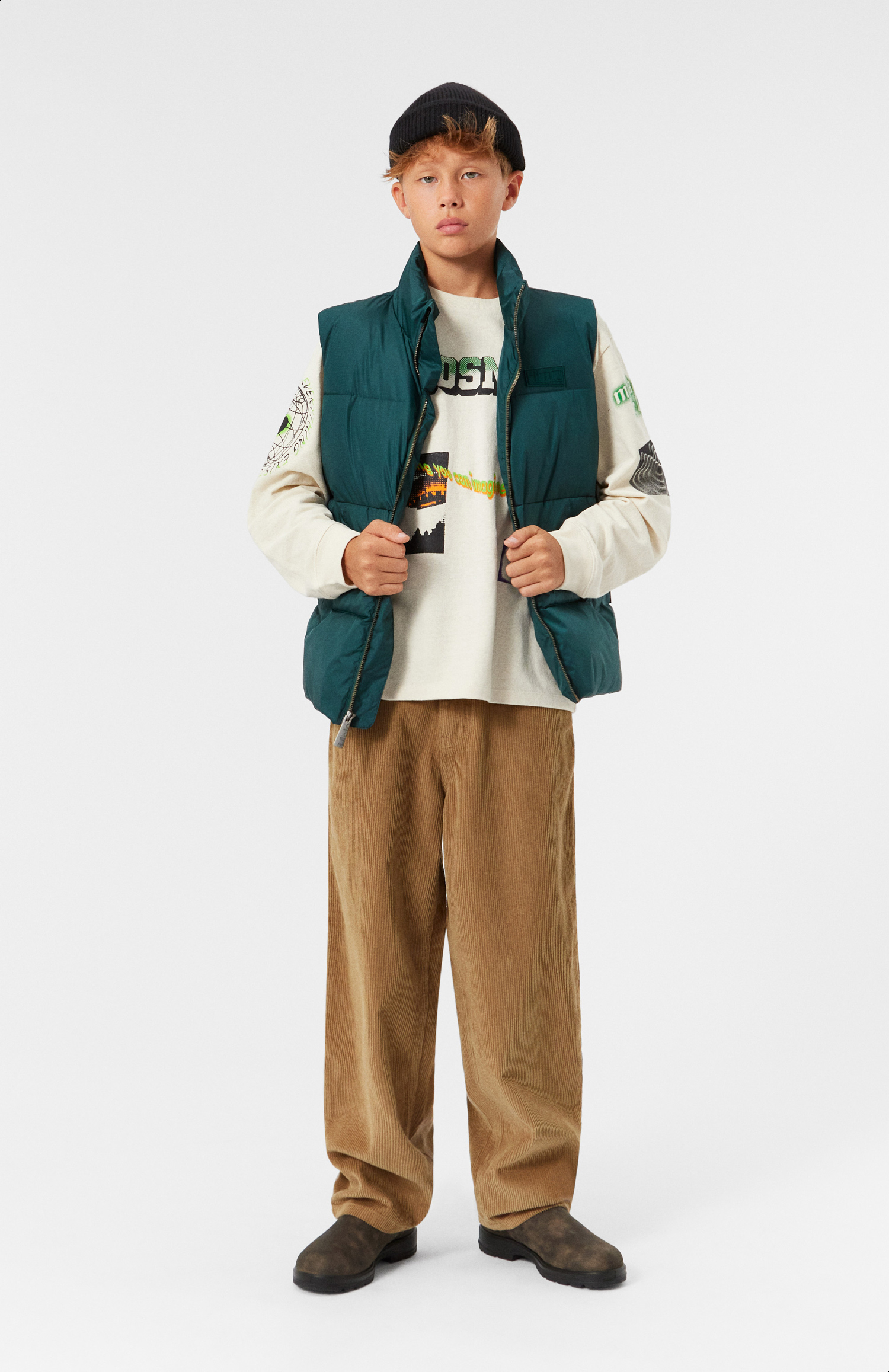 Heike - Ponderosa Pine - Petroleum green vest for children in recycled ...