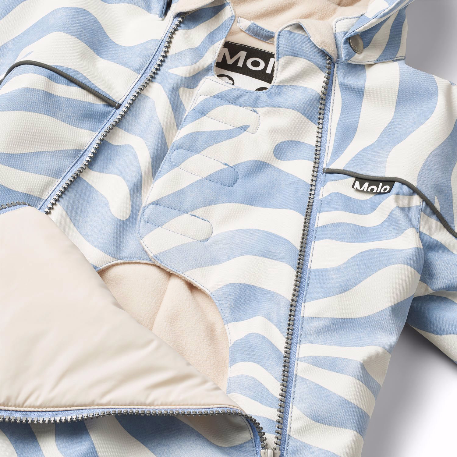 Pyxis - Zebra Blue - Children's recycled polyester snowsuit with a ...