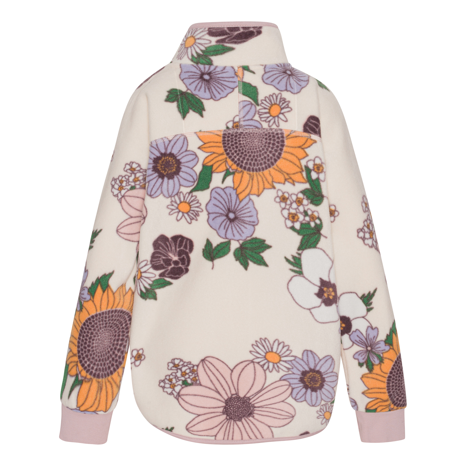 Ulani - Retro Bloom - Blomstret fleecejakke med lynlås i 100% ...