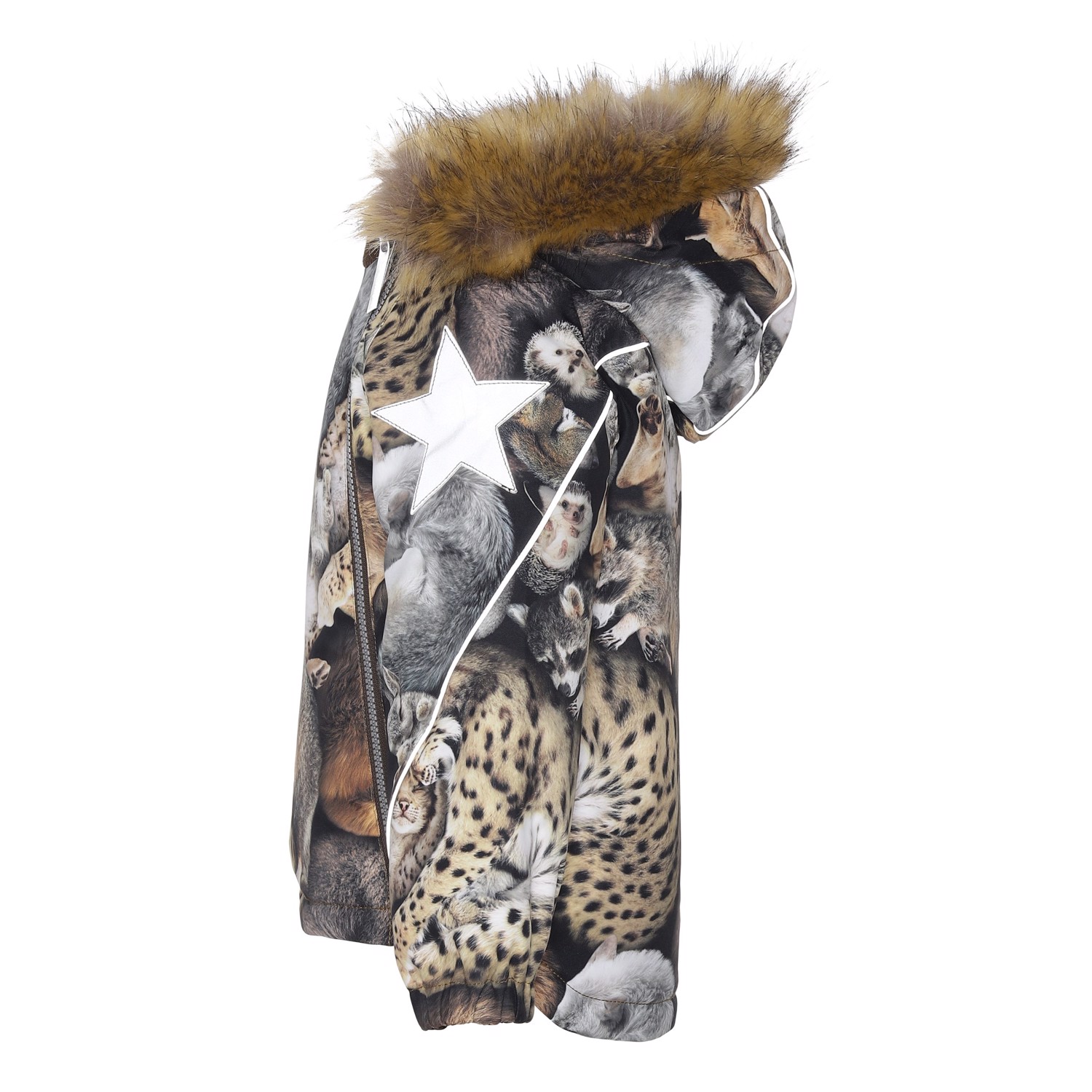 Hopla Fur - Sleeping Cubs - Recycled brun vinterjakke med dyre print - Molo