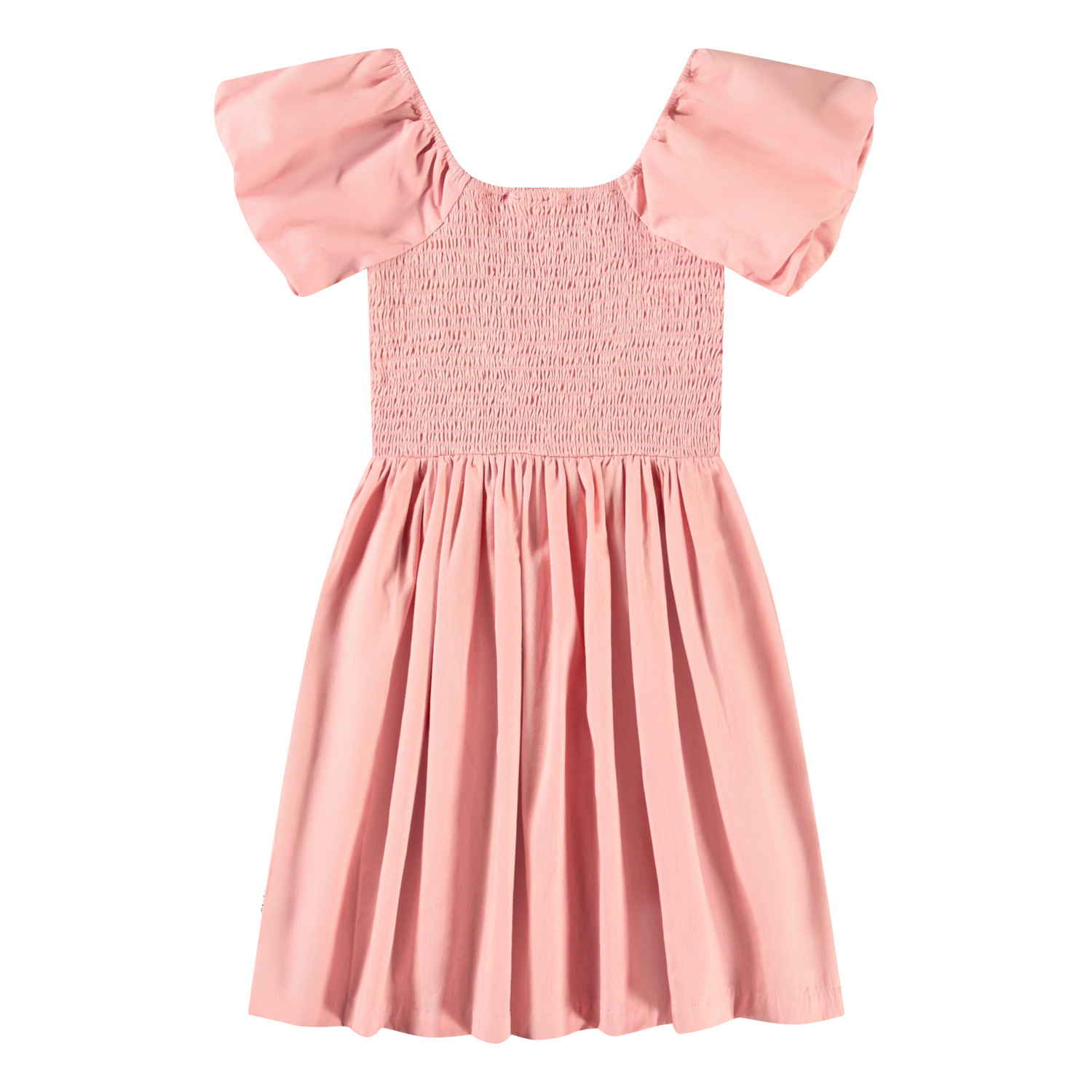 Cherisla - Rosequartz - Rosa knælang kjole til børn i økologisk bomuld ...