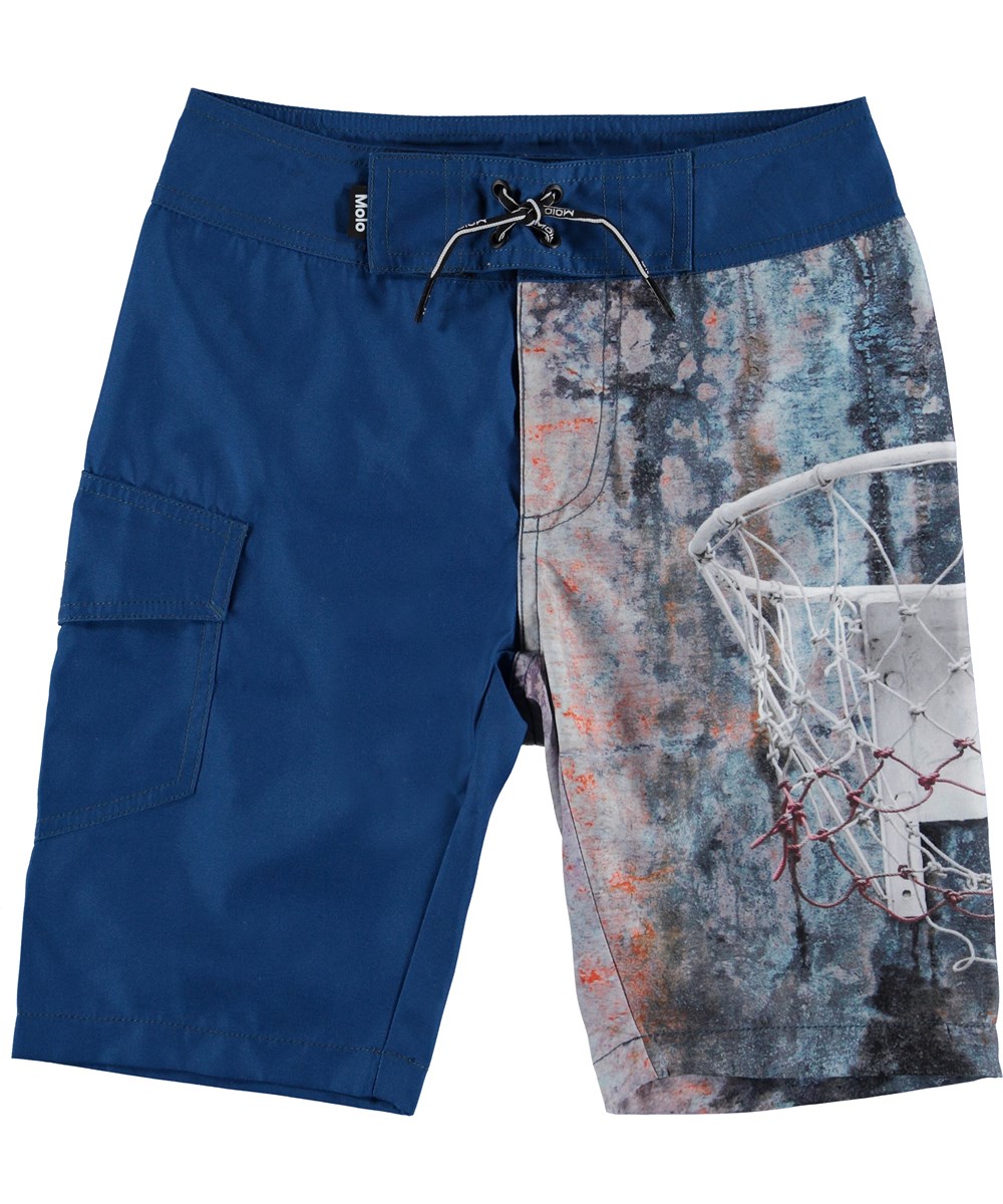 Nalvaro - Basket - Long UV swim trunks with basketball print - Molo