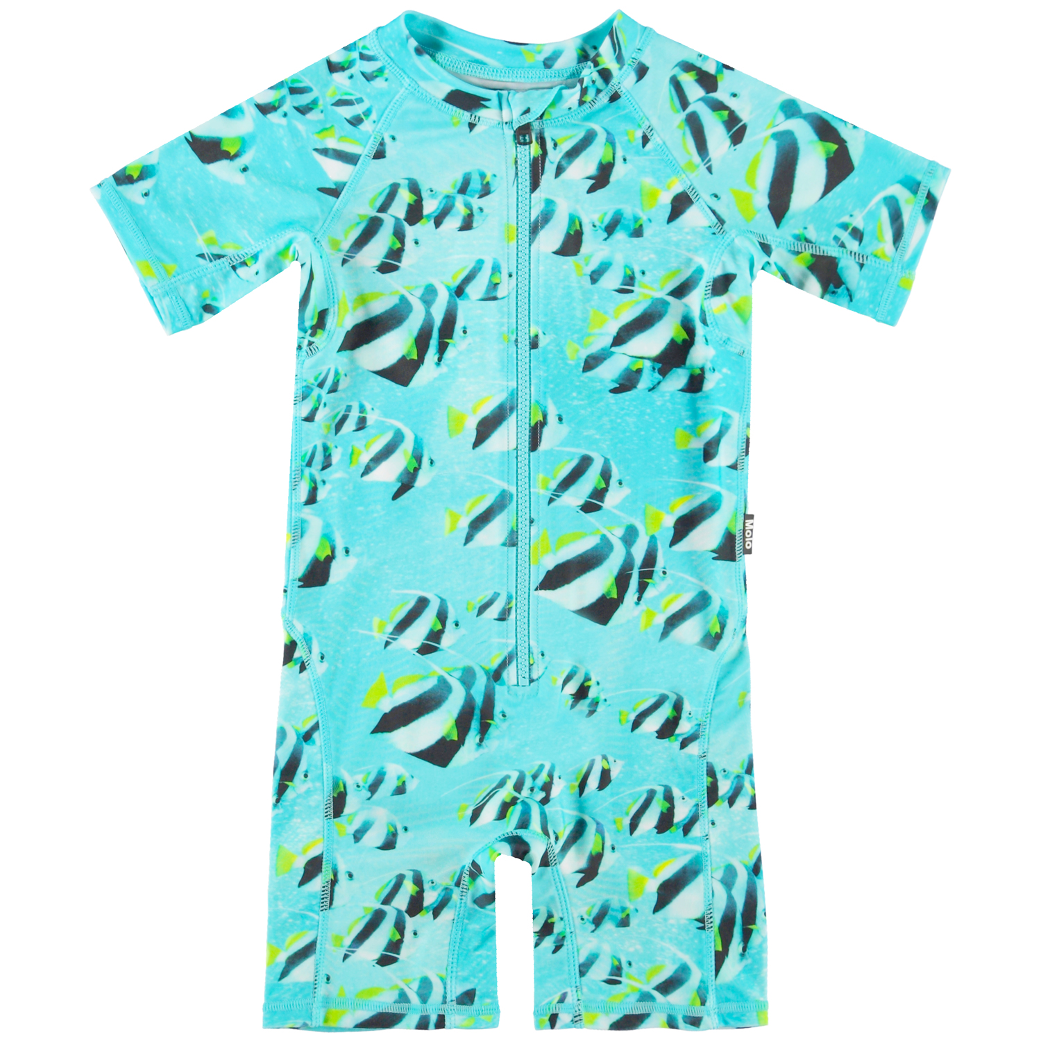 Neka - Fishing Shoal - Uv swimsuit in turquoise with fish print - Molo