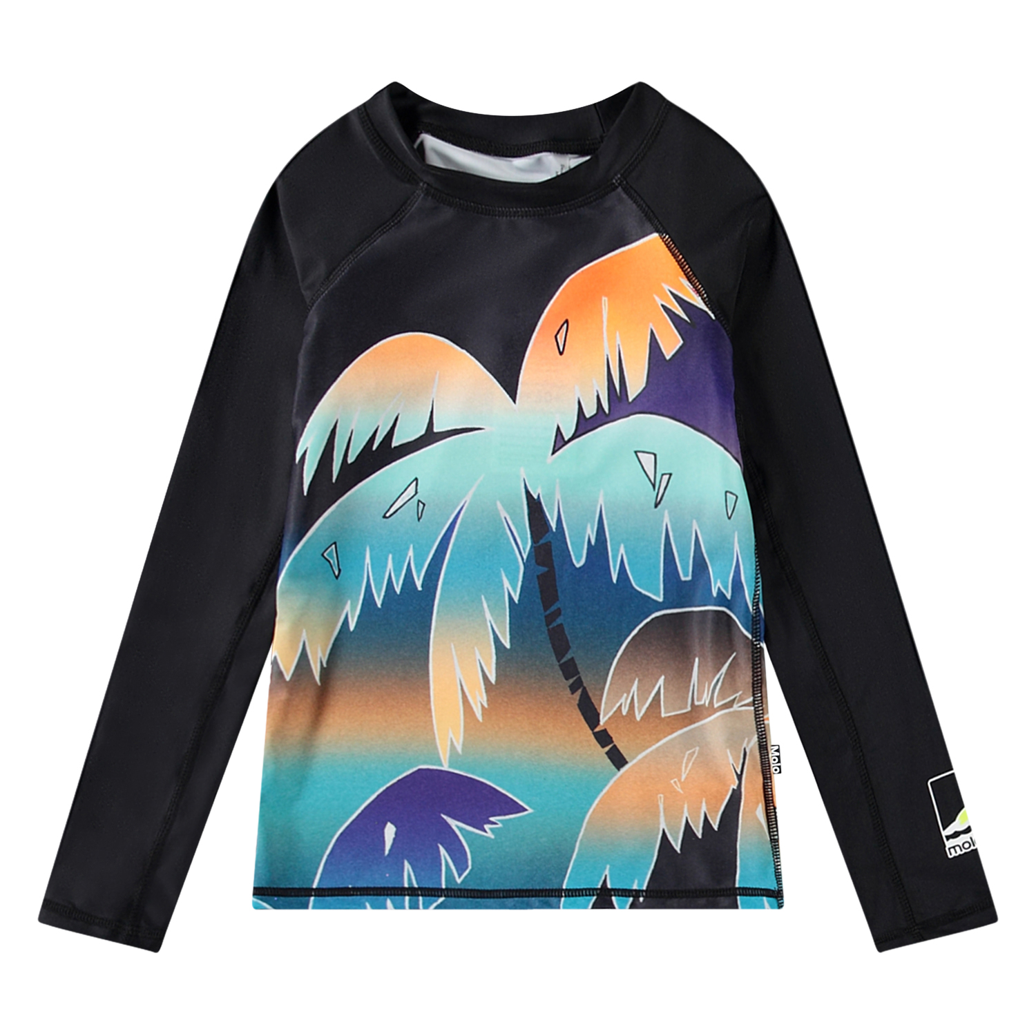 Neptune LS - Faded Palmtrees - Black rashguard for active children made ...