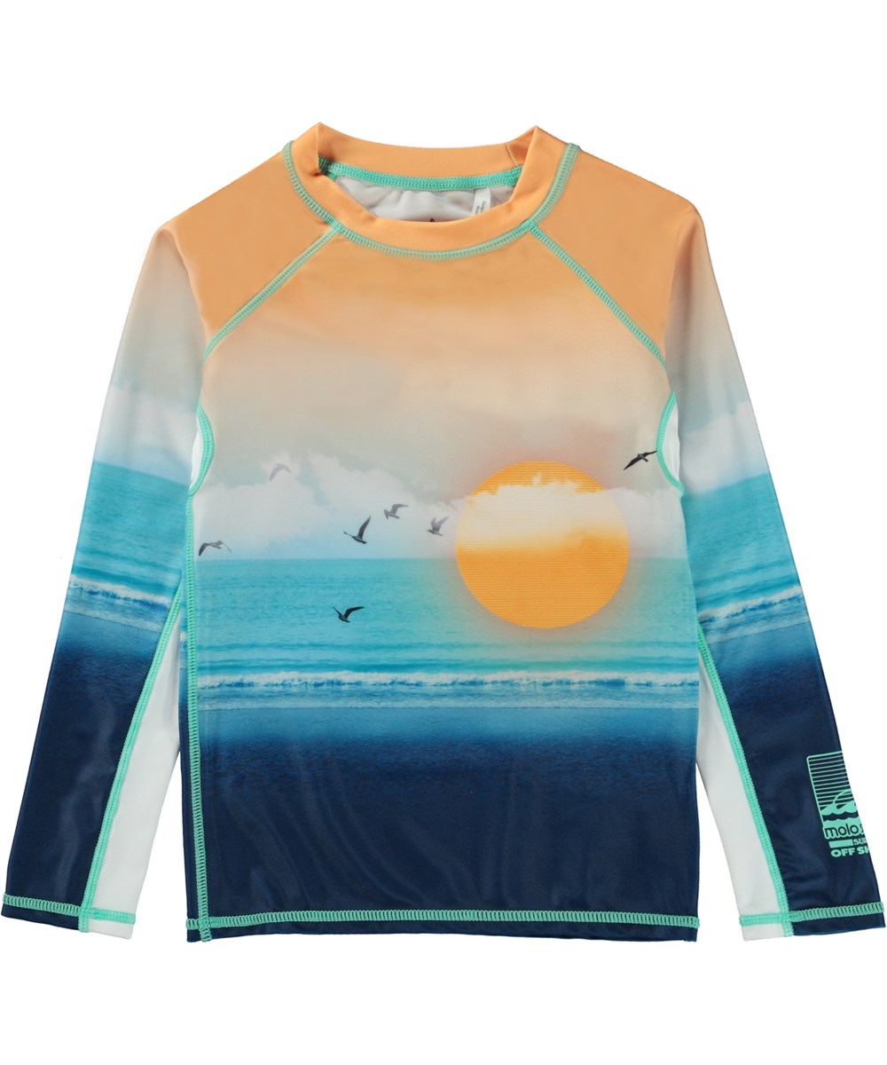 Neptune LS - Sunset Beach - Classic, long sleeve rash guard in print of ...