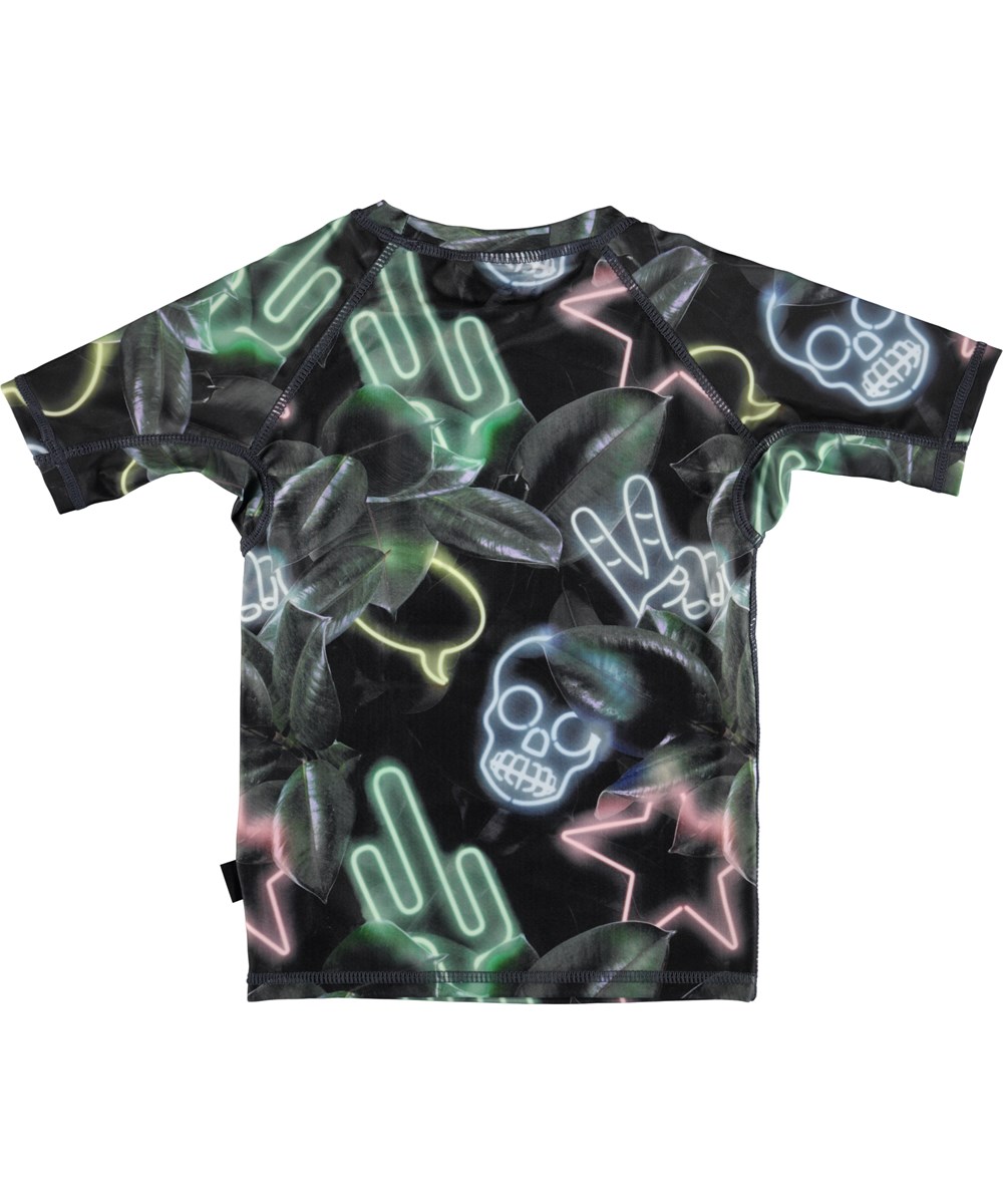 Neptune - Neon Signs - Short sleeve rash guard with digital neon sign ...