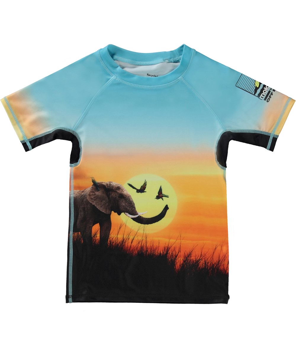 Neptune - Happy Sun - UV rash guard in black with yellow faces - Molo