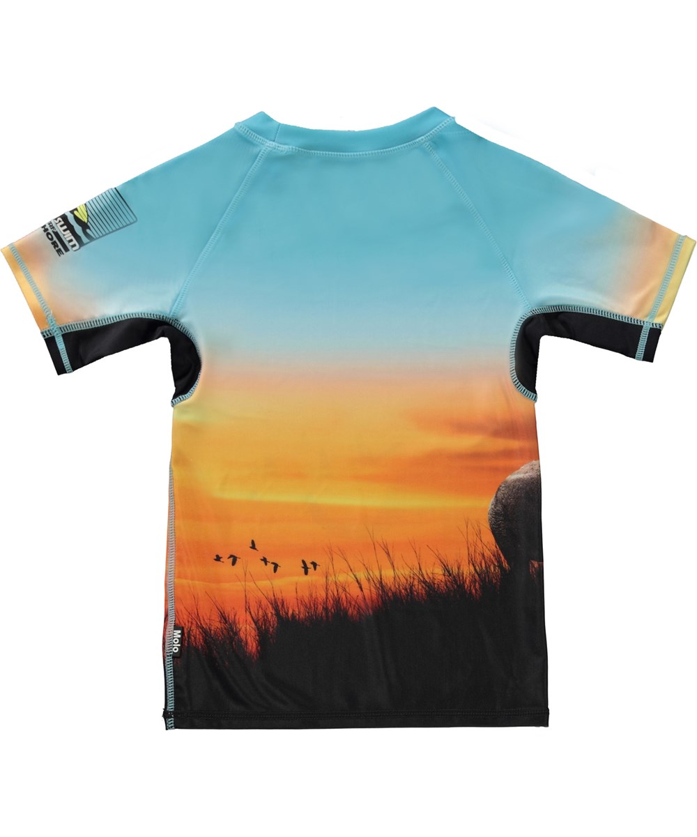 Neptune - Happy Sun - UV rash guard in black with yellow faces - Molo