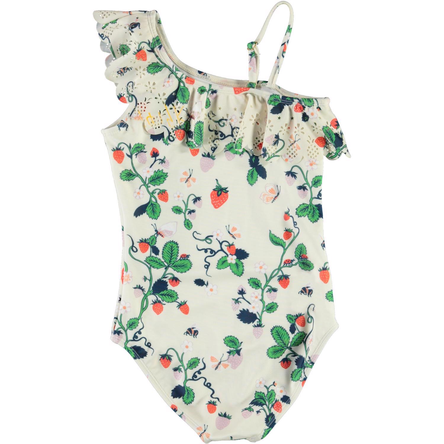Net - Strawberries - Asymmetrical UV swimsuit with strawberry plant - Molo