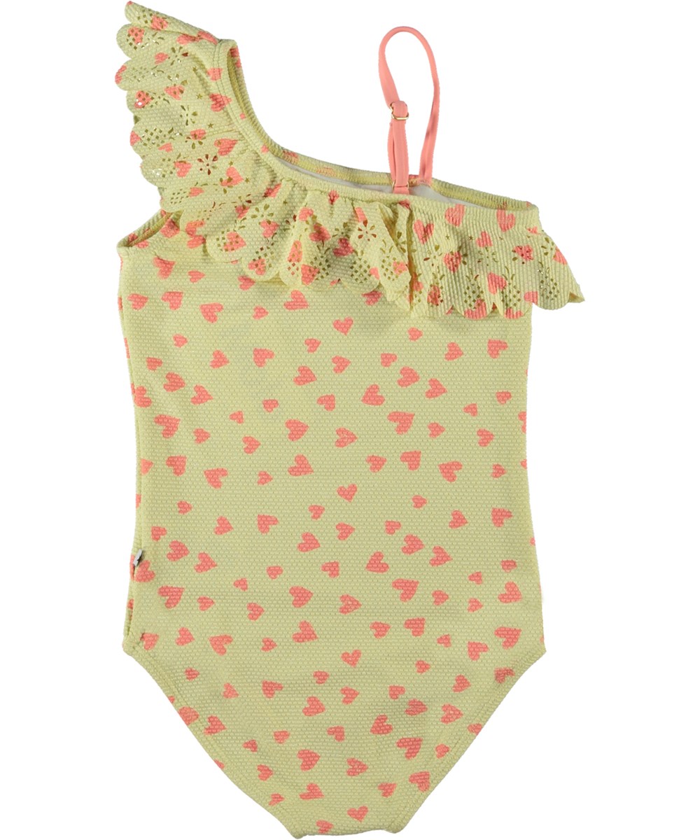 Net - Yellow Passion - Asymmetrical light yellow swimsuit with heart ...