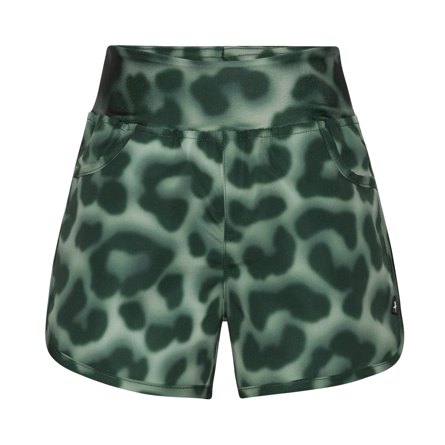 Neva - Spray Jaguar - Sporty swim shorts in green with leopard print - Molo