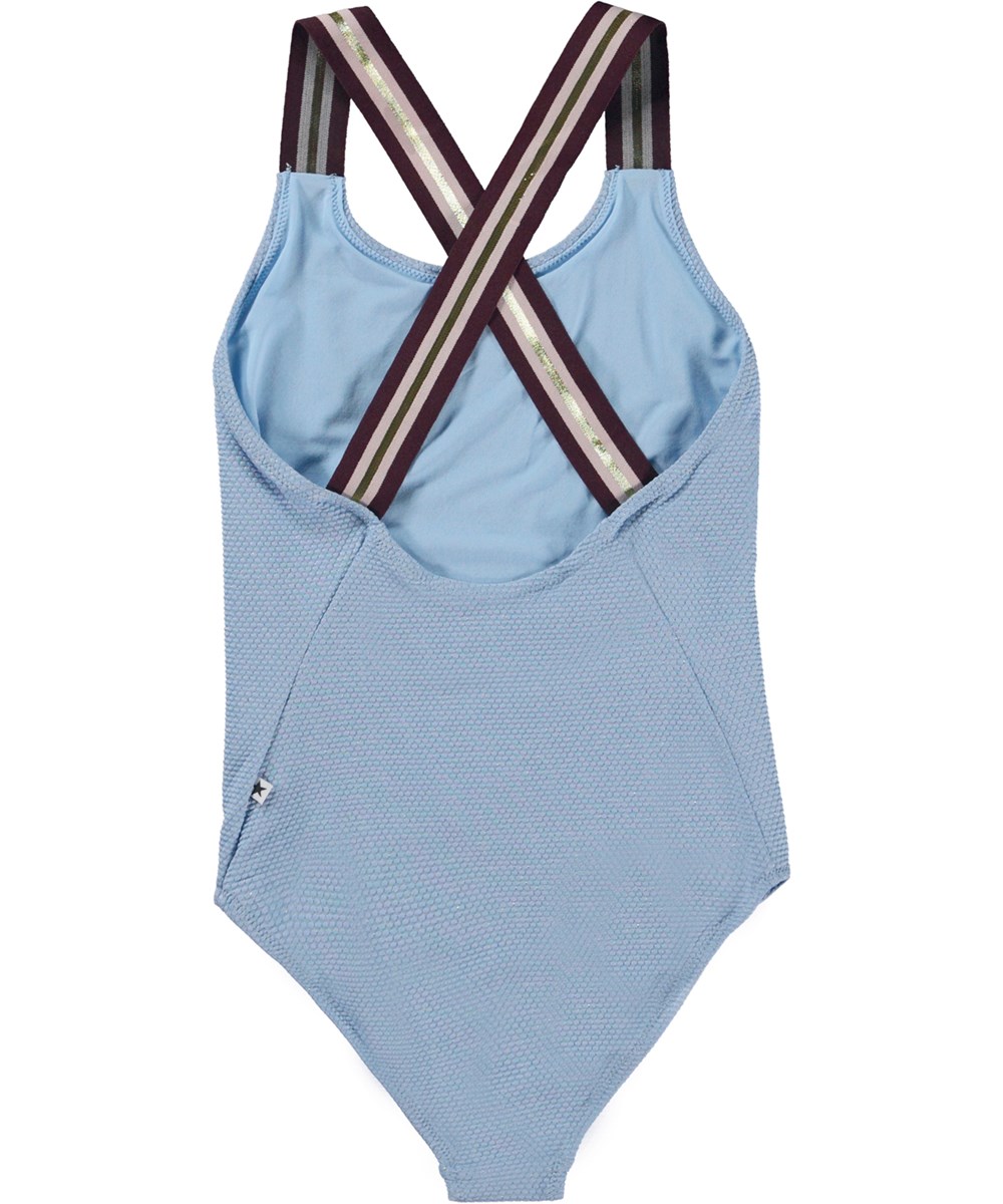 Neve - Open Air - Classic swimsuit in light blue with crossed straps - Molo