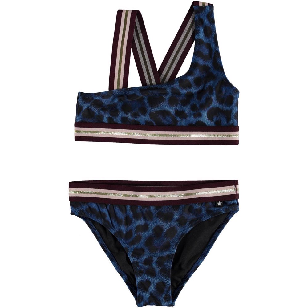 Nicola - Blue Jaguar - UV asymmetrical bikini in blue with jaguar print ...