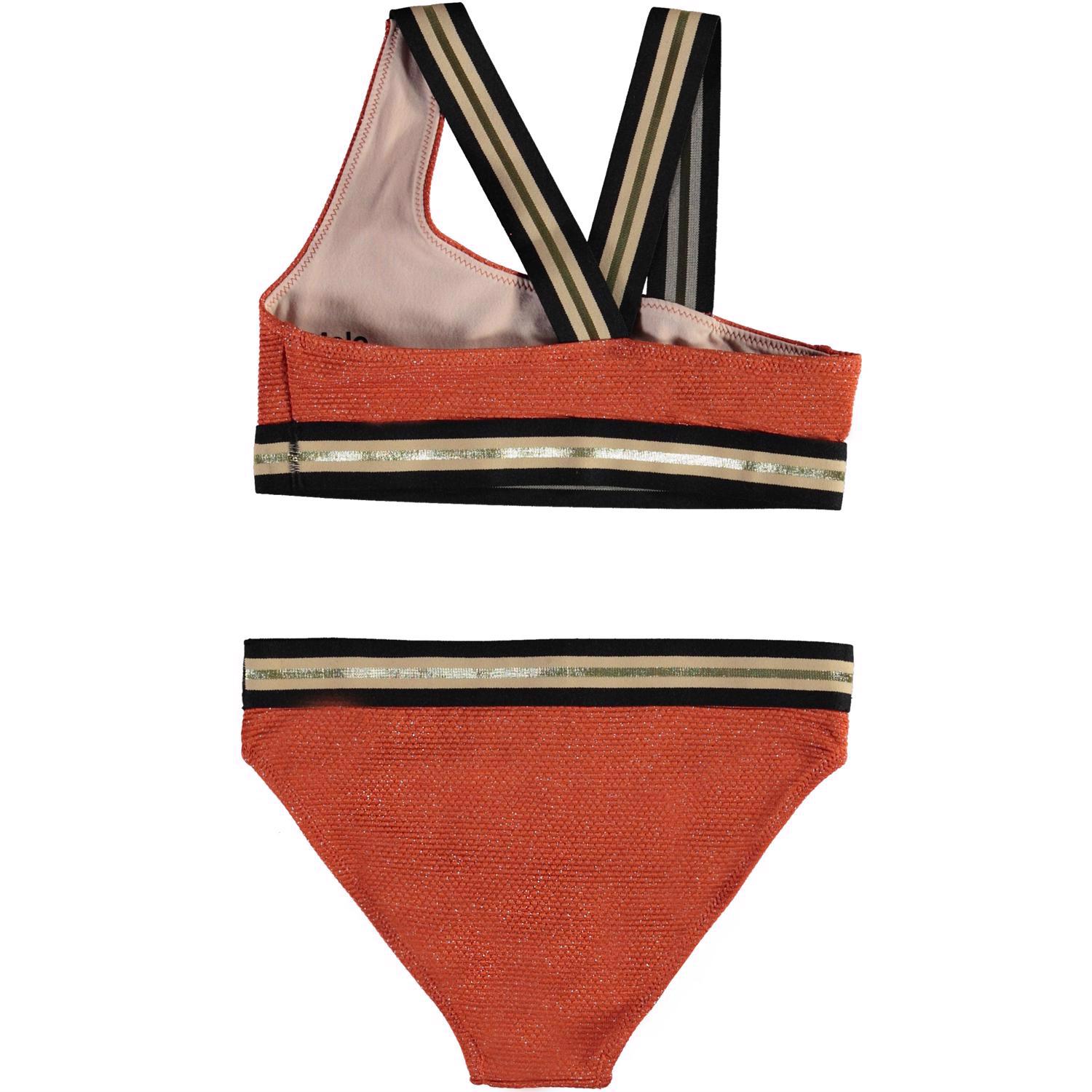 Nicola - Rusty - UV asymmetrical bikini in rust red gold details - Molo