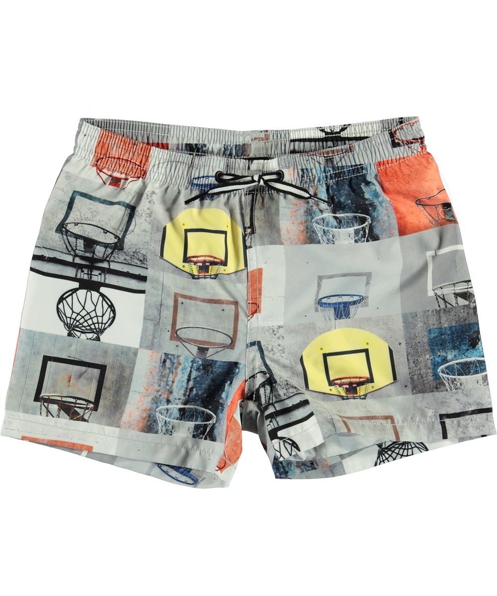 Niko - Basket Check - UV swim trunks with basketball print - Molo