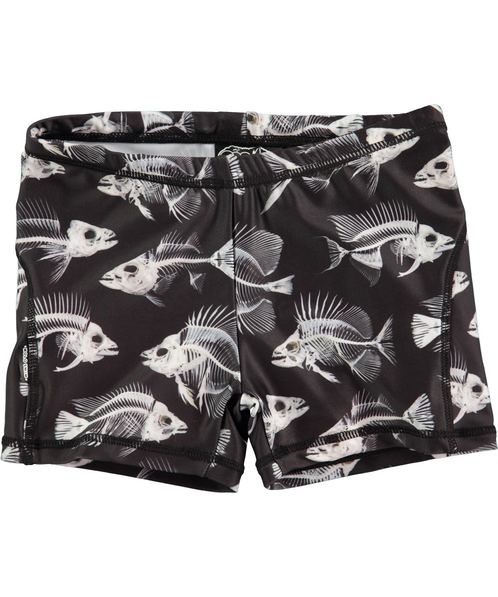 Norton - Fish Skeleton - black swim trunks with fish bone print - Molo