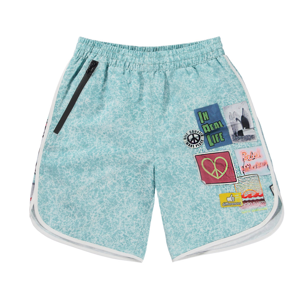 Nox - Stickers - Light blue swim shorts with stickers - Molo