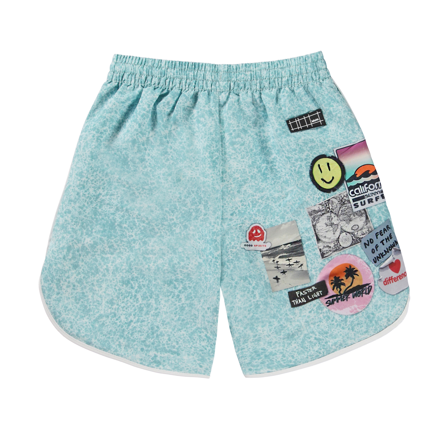 Nox - Stickers - Light blue swim shorts with stickers - Molo